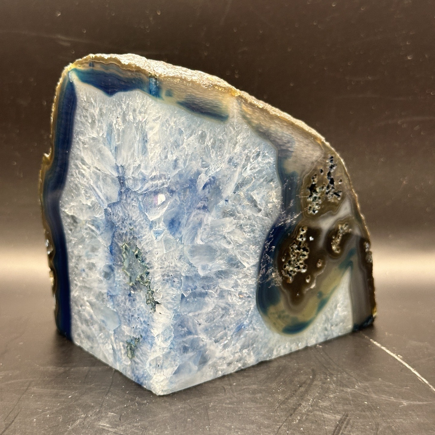 #550 Crystal, Blue Dyed, Agate Stone, Nodule, Polished, Brazilian, Home ...