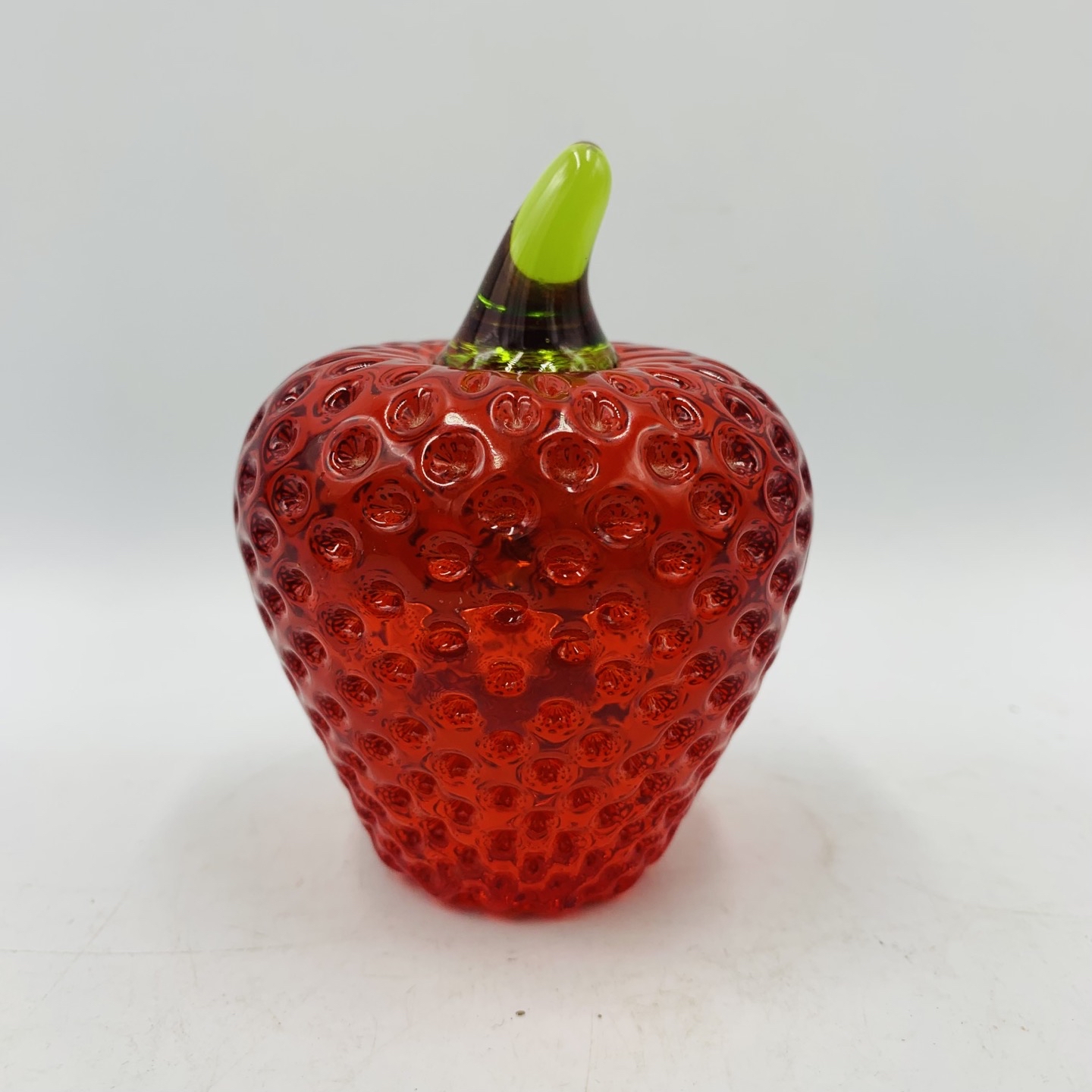 17. Viking Glass Textured Strawberry Paperweight Sculpture