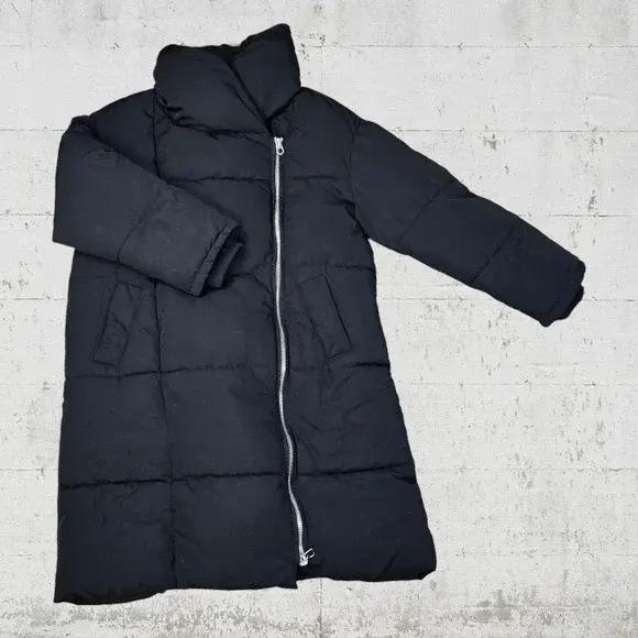 Zara Black Heavy Longline Puffer Jacket Carry Strap Women’s Coat Size ...