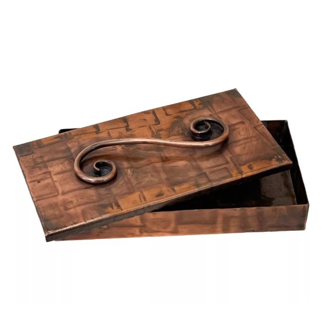 Gregorian Hand Hammered Copper Trinket Box With Lid Mid Century ...