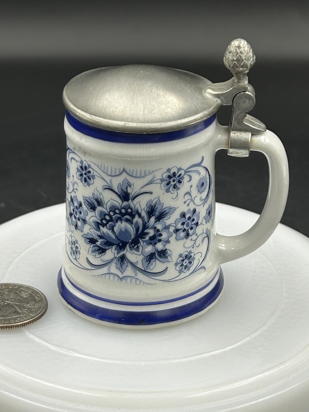 Vintage Echt Kobalt Porcelain German Beer Stein Blue & White Floral ...