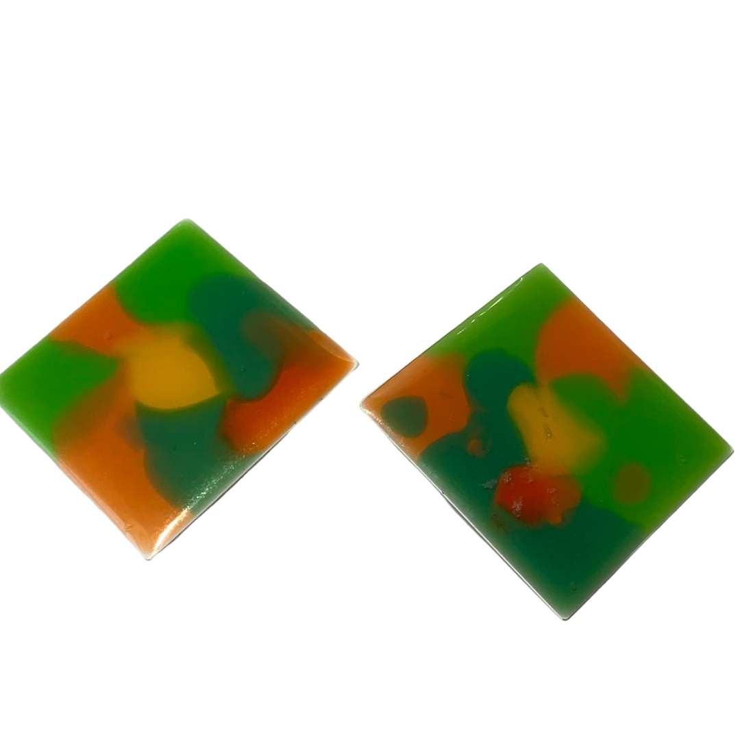 Vintage Diamond Shape Costume Jewelry Orange Lime Green And White ...