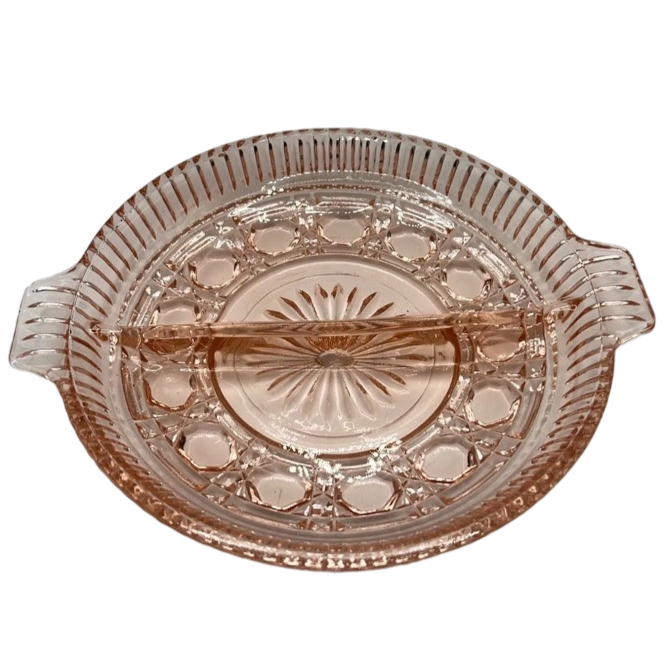 Pink Depression Glass Divided Dish