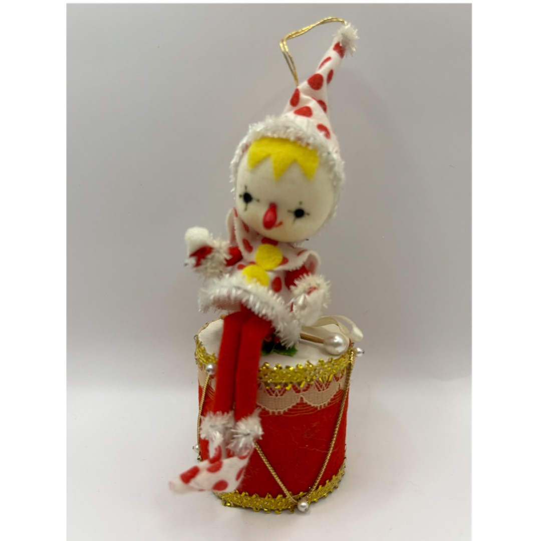 Fabulous Vintage Christmas Japan Kitsch Clown Poseable Ornament