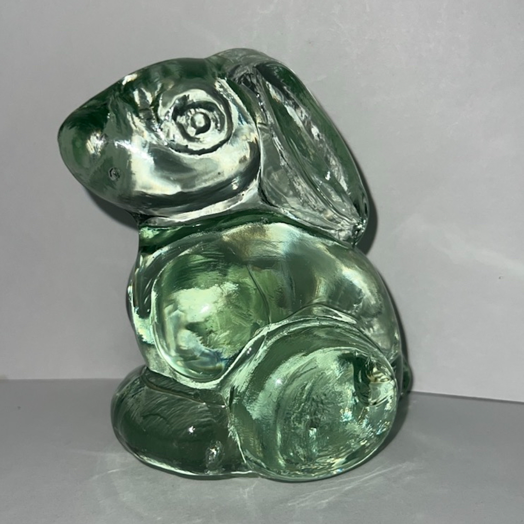 Art Glass Bunny Rabbit Paperweight Figurine Heavy ~3.75x3x2.5"