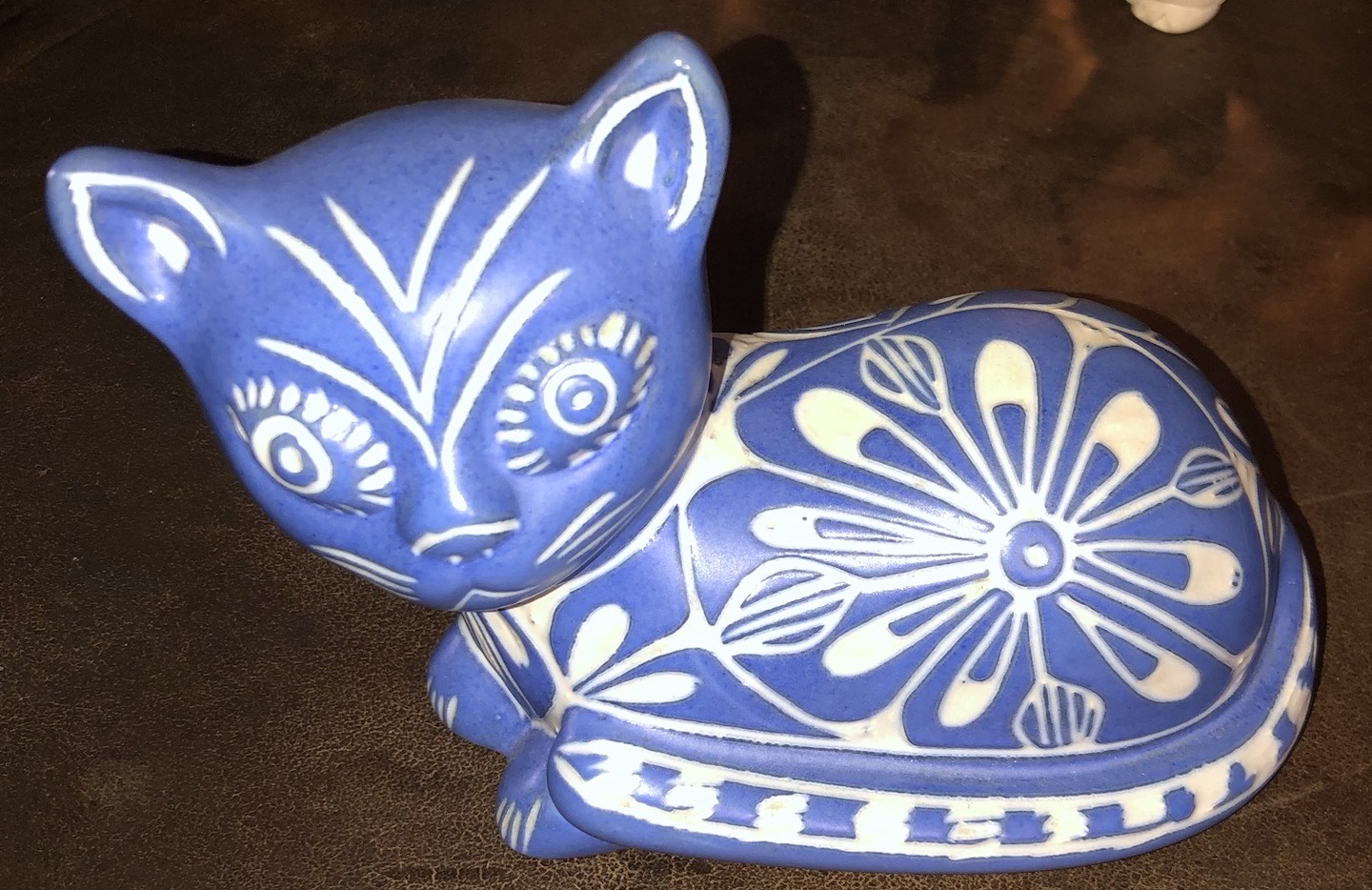 #30- Pablo Zabal Pottery Larger Laying Cat Figurine