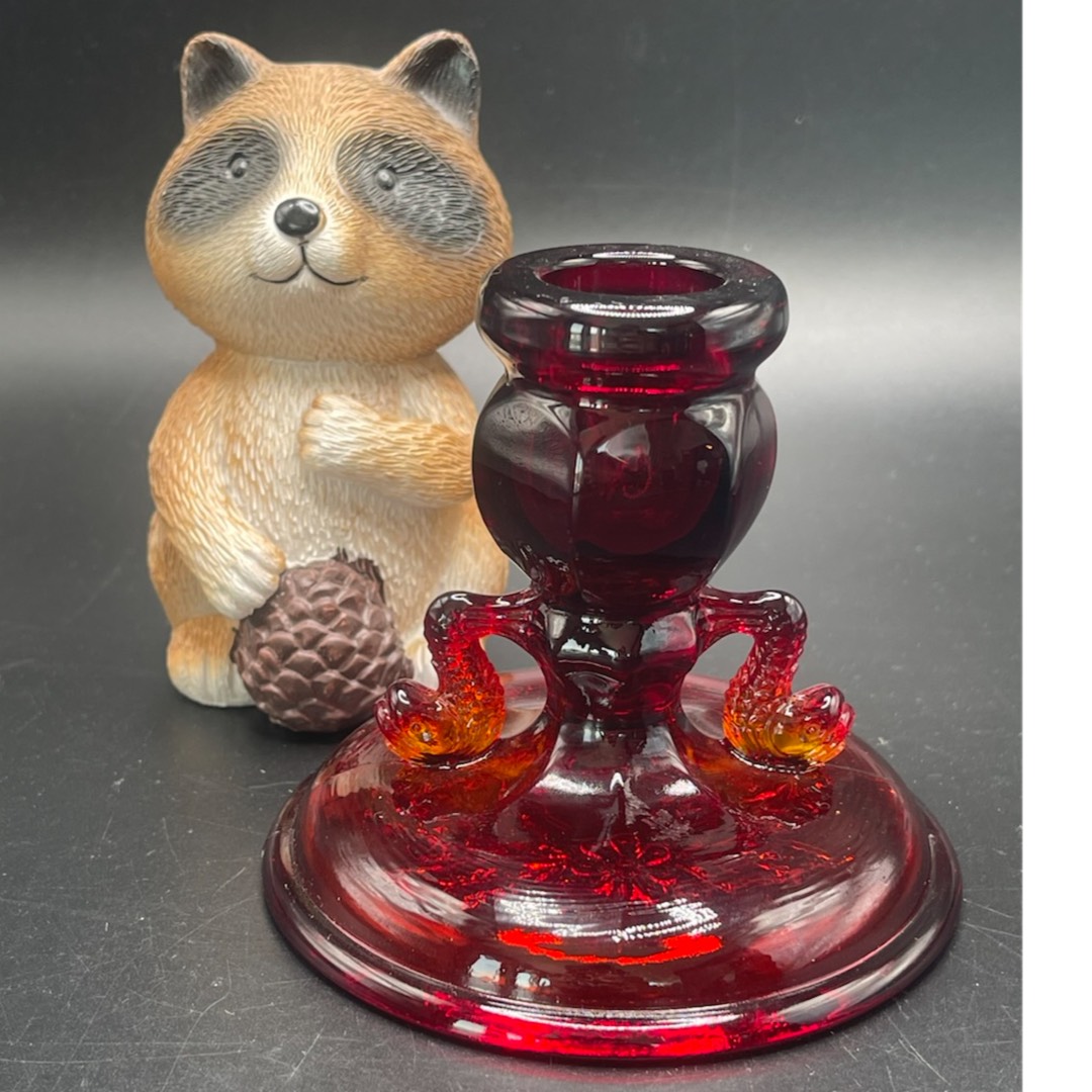 Fenton Amberina Ruby Red Dolphin (koi) Candle Stick Holder