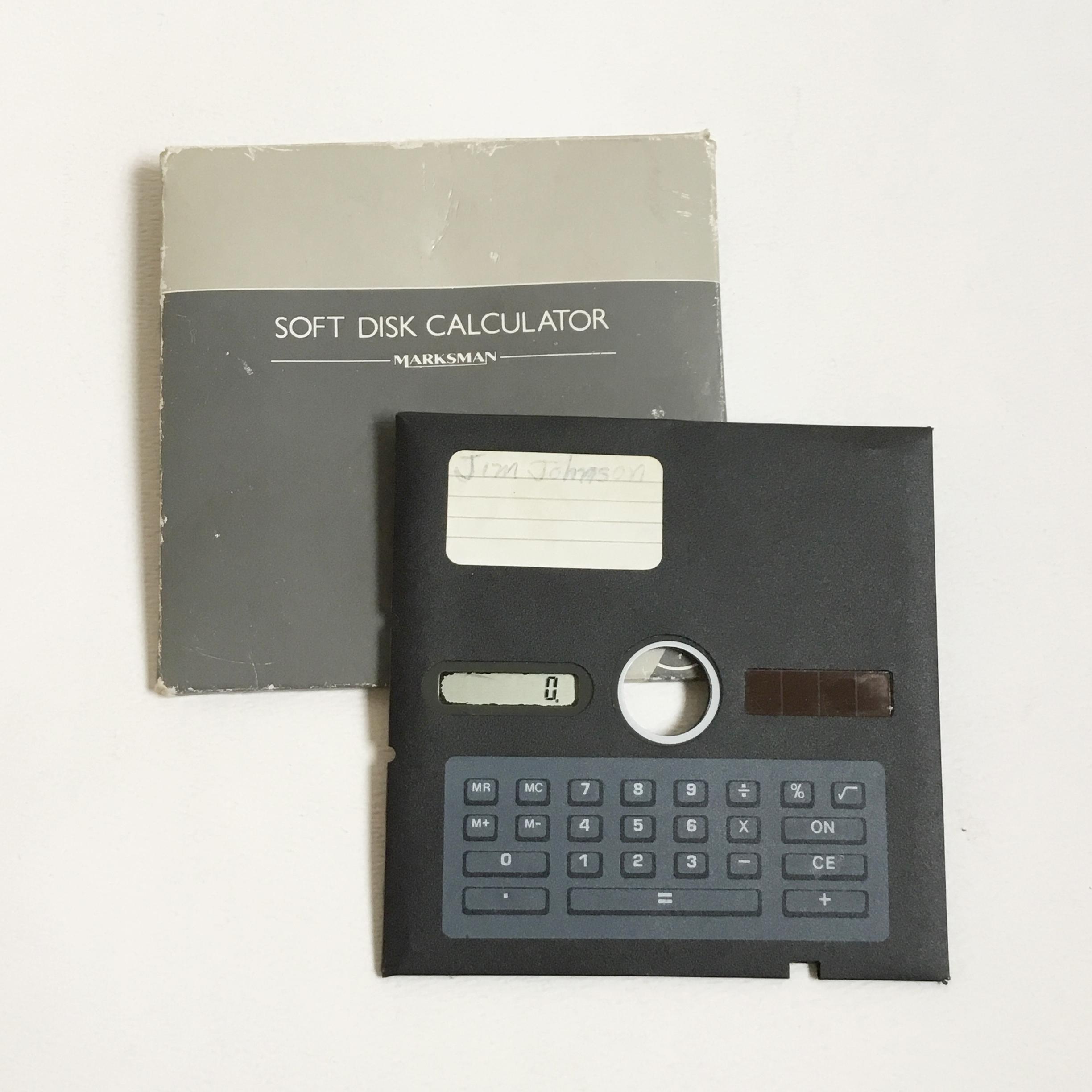 Vintage Floppy Disc Shaped Solar Calculator & Case PF Product Marksman ...