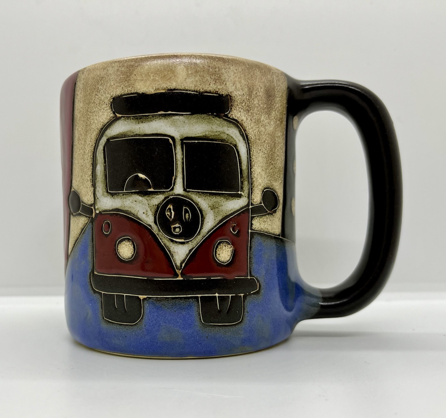 Mara Mexican Pottery Mug Volkswagen Van Route 66