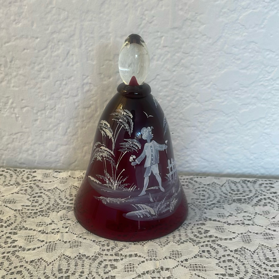 Mary Gregory Handpainted Red Bell 5 1/2"