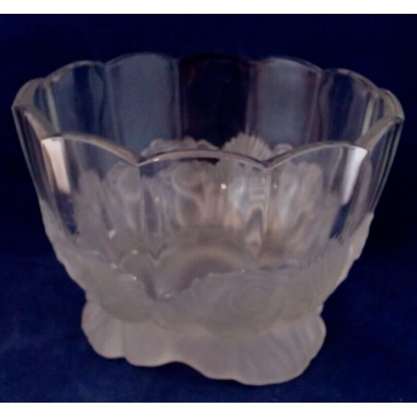 Vintage Imperlux Crystal Frosted Roses Pattern 6" Rose Bowl, Made in W ...