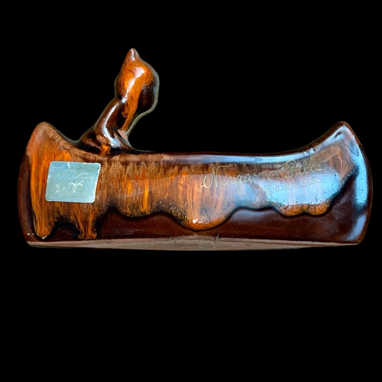 Burnt Orange Glazed Canoe from Niagara Falls