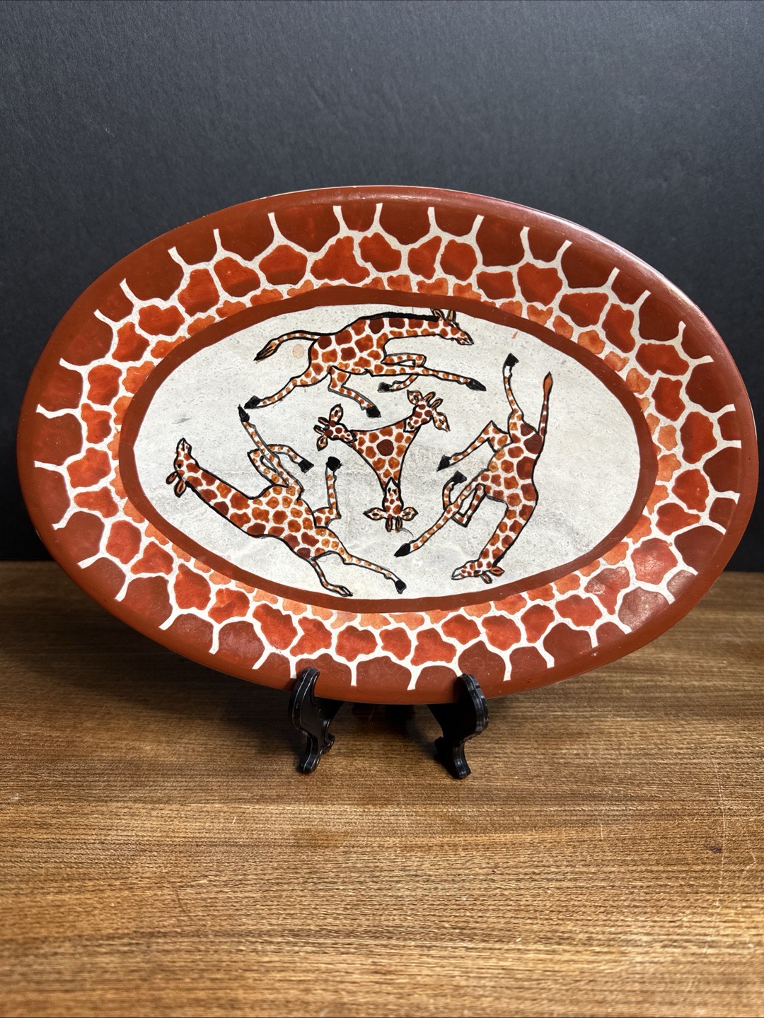Giraffe Oval Plate Dish Genuine Besmo Hand Carved Kenya African ...