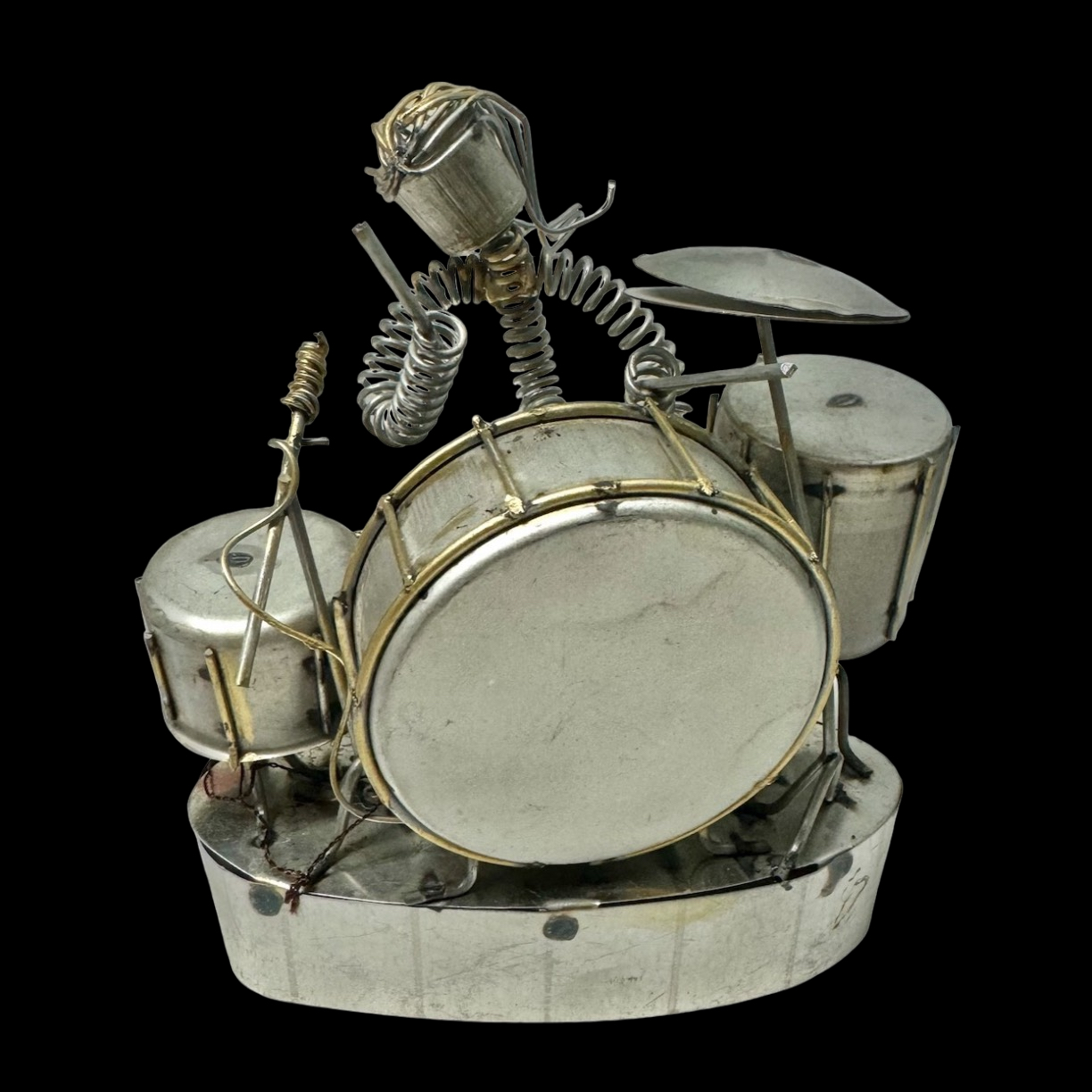 Good Art Metal Drummer Sculpture And Music Box