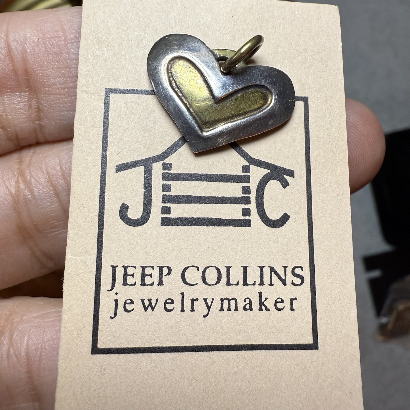 Jeep Collins Sterling Silver And Brass Heart Pendant With Description Card
