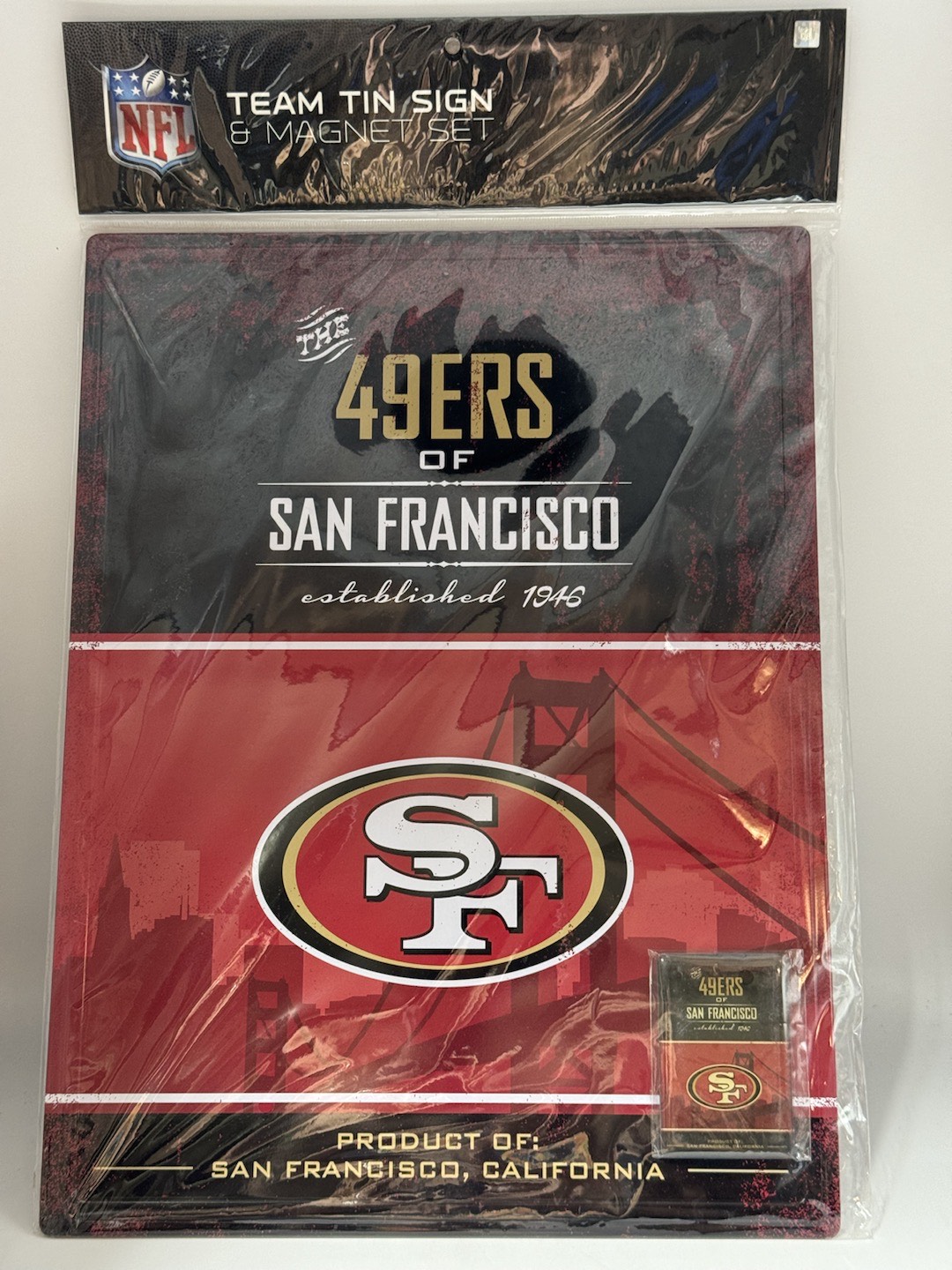 NFL San Francisco 49ers - Team Tin Sign (16"x12") & Magnet - Licensed - NEW