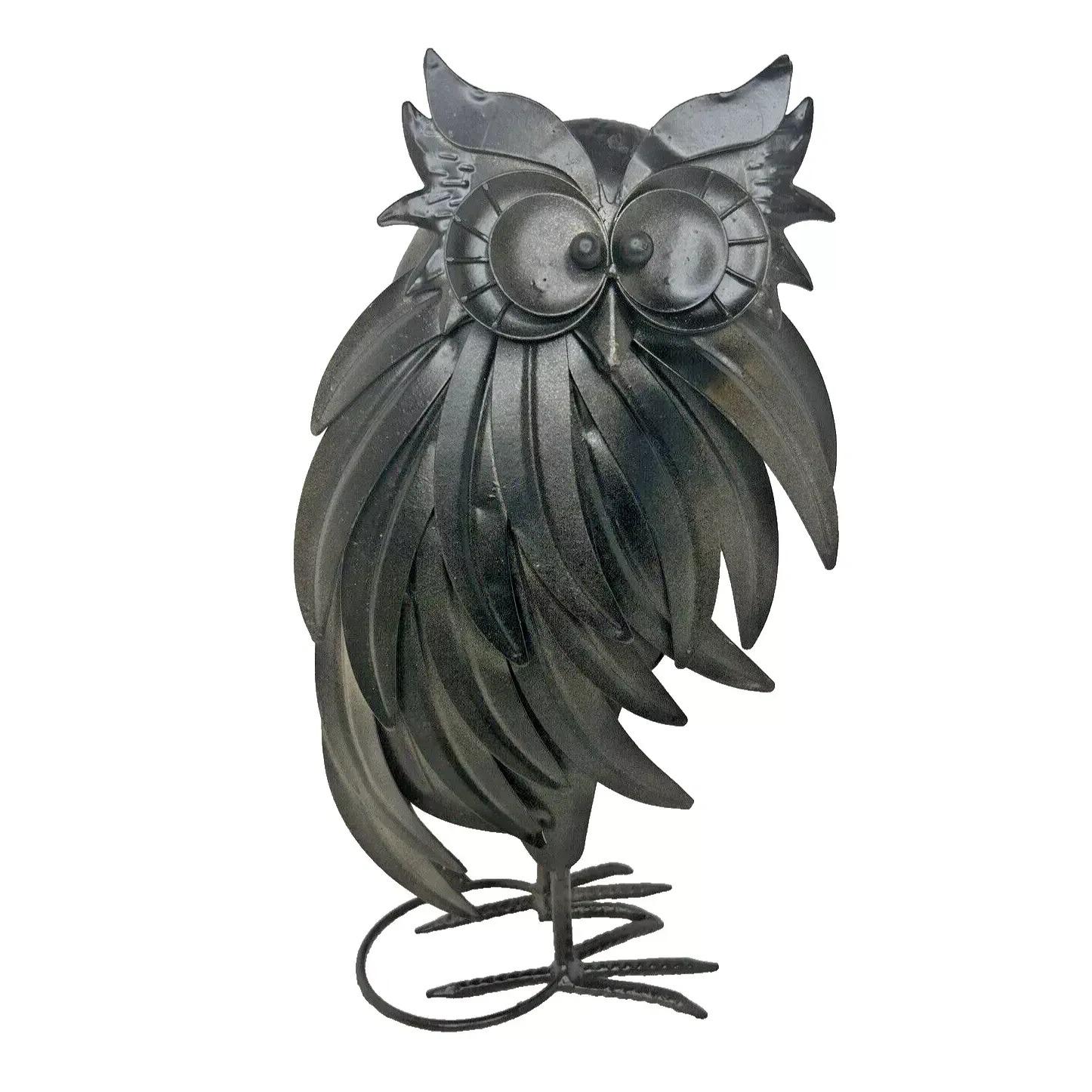 Vintage Midcentury Modern Metal Owl Art Decoration Sculpture 14" Tall