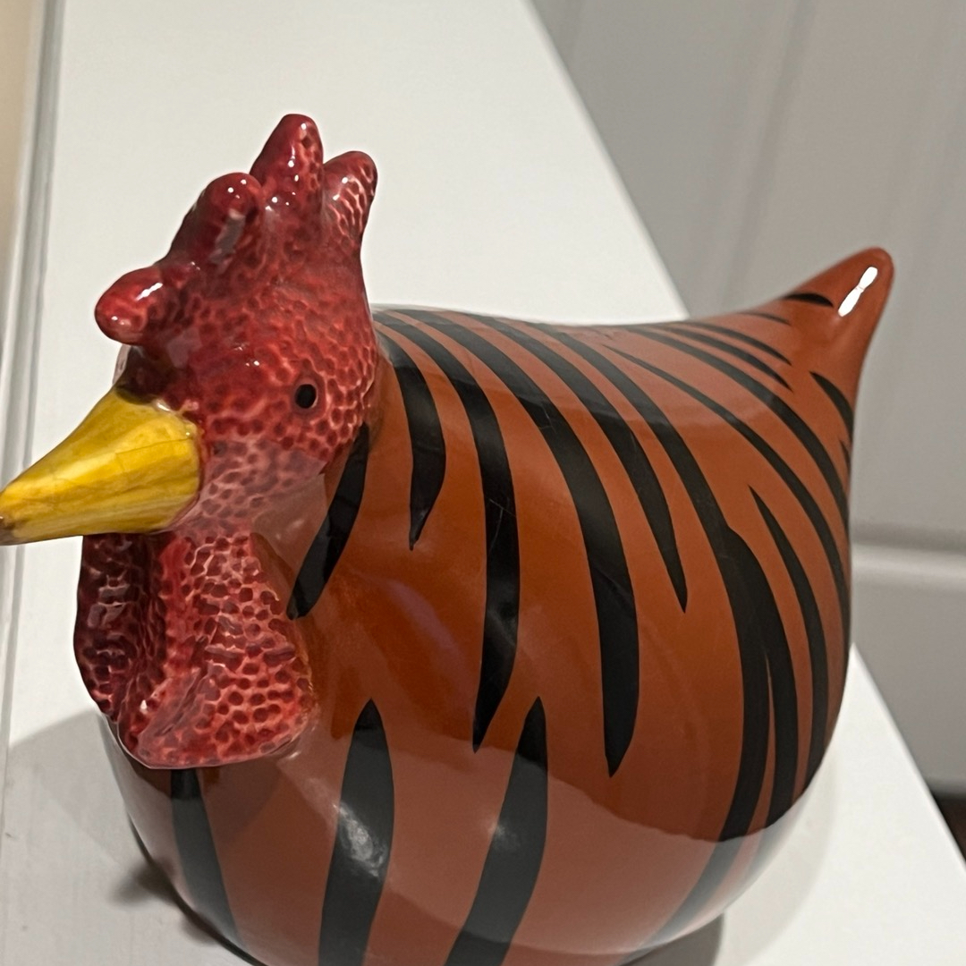 Hand Painted Ceramic Rooster, Chicken Hen By Cbk