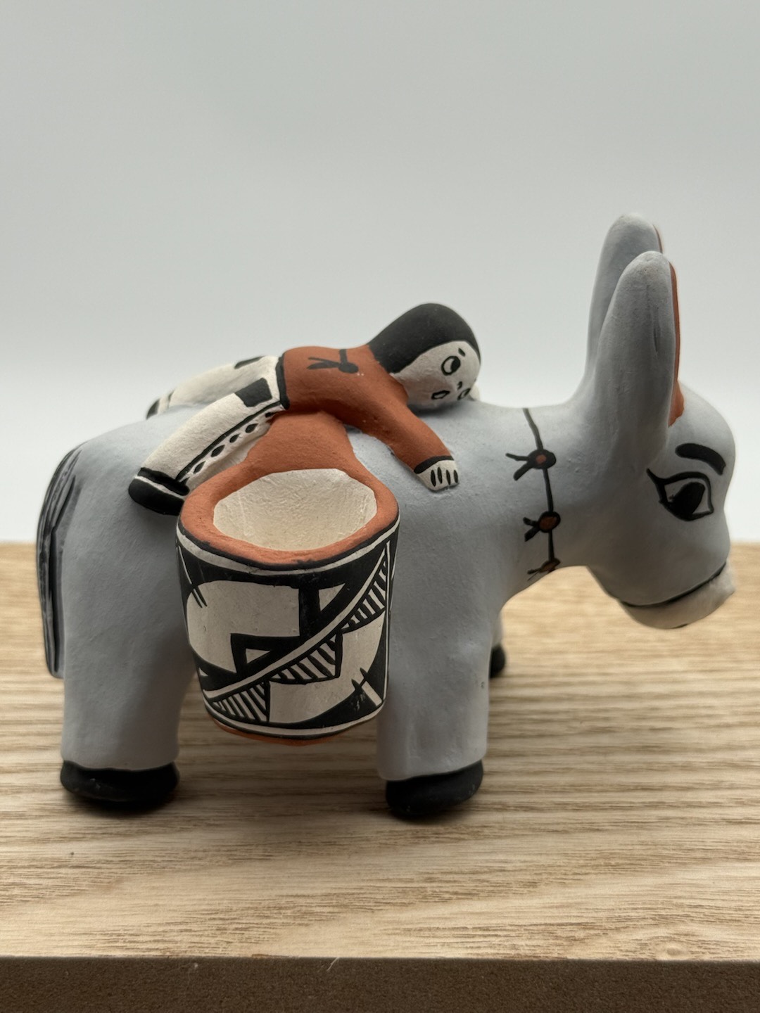 Native American Pottery Donkey with Rider