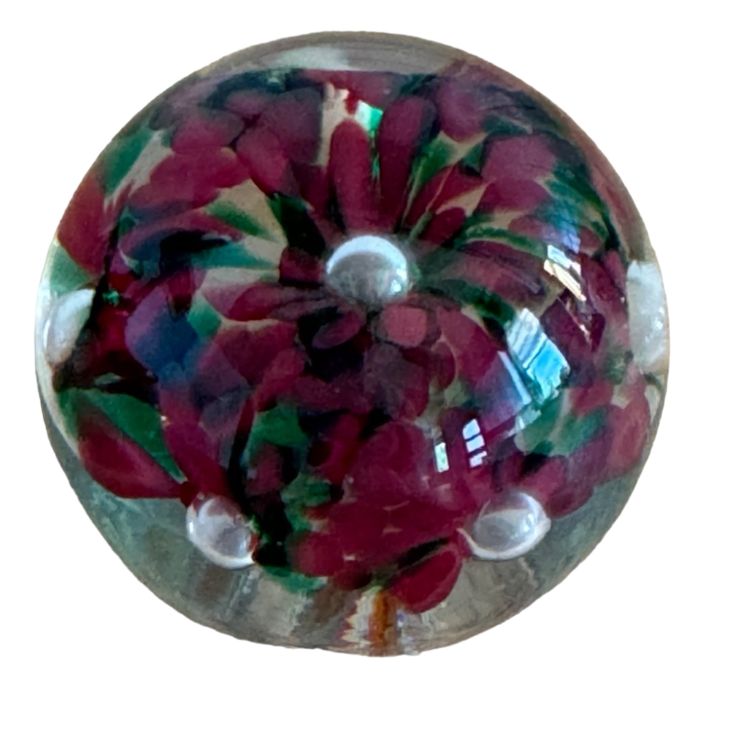 Signed Kerry Zimmerman, floating Reddish, Purple And Green floral round ...