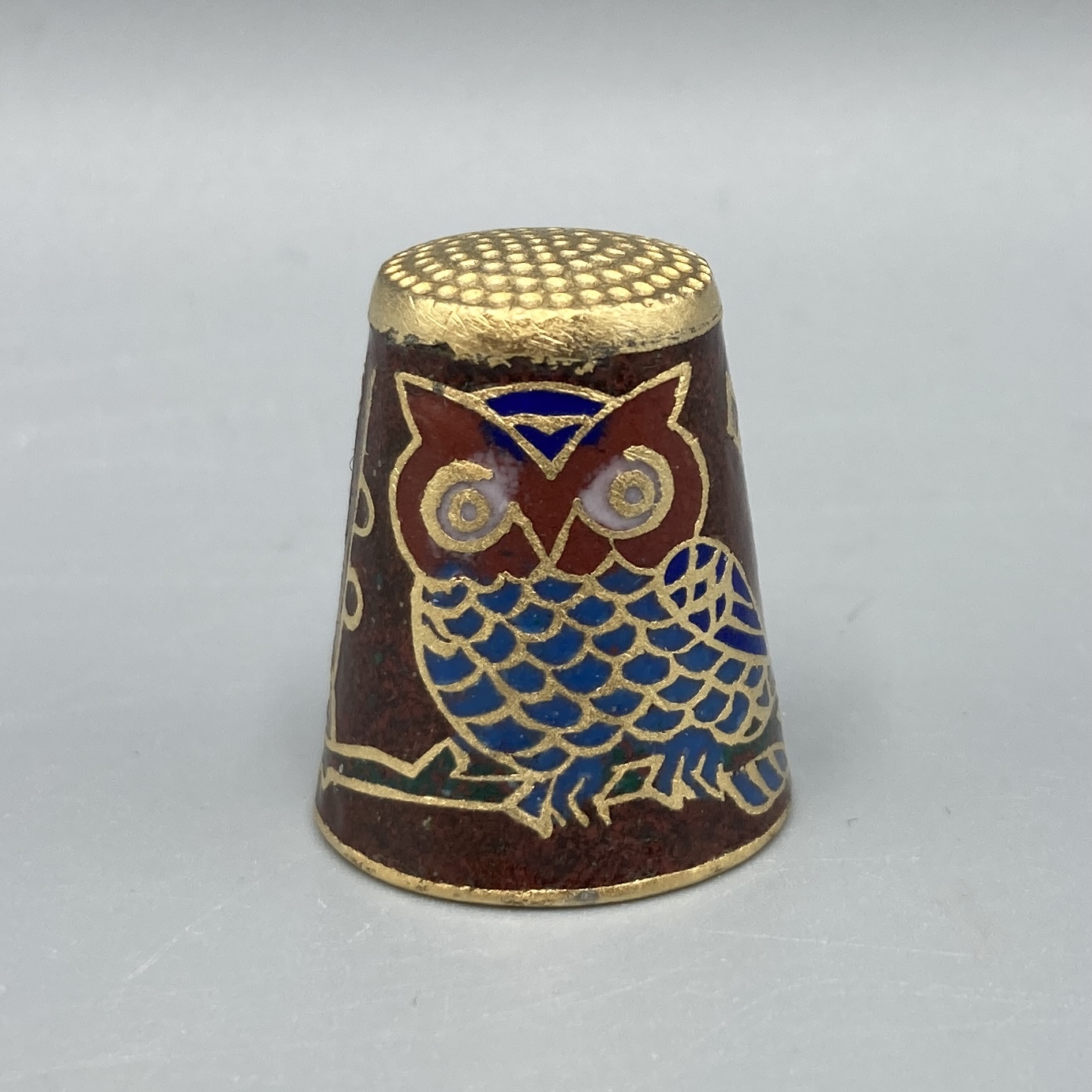 Cloisonne Owl Thimble