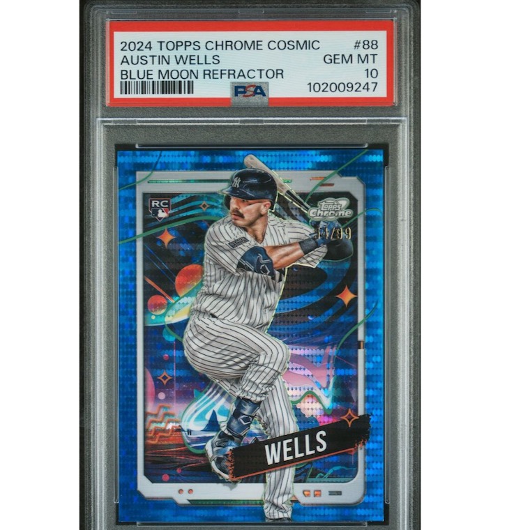 2024 Topps Cosmic Chrome Austin Wells Blue Moon RC Rookie Refractor /99 ...