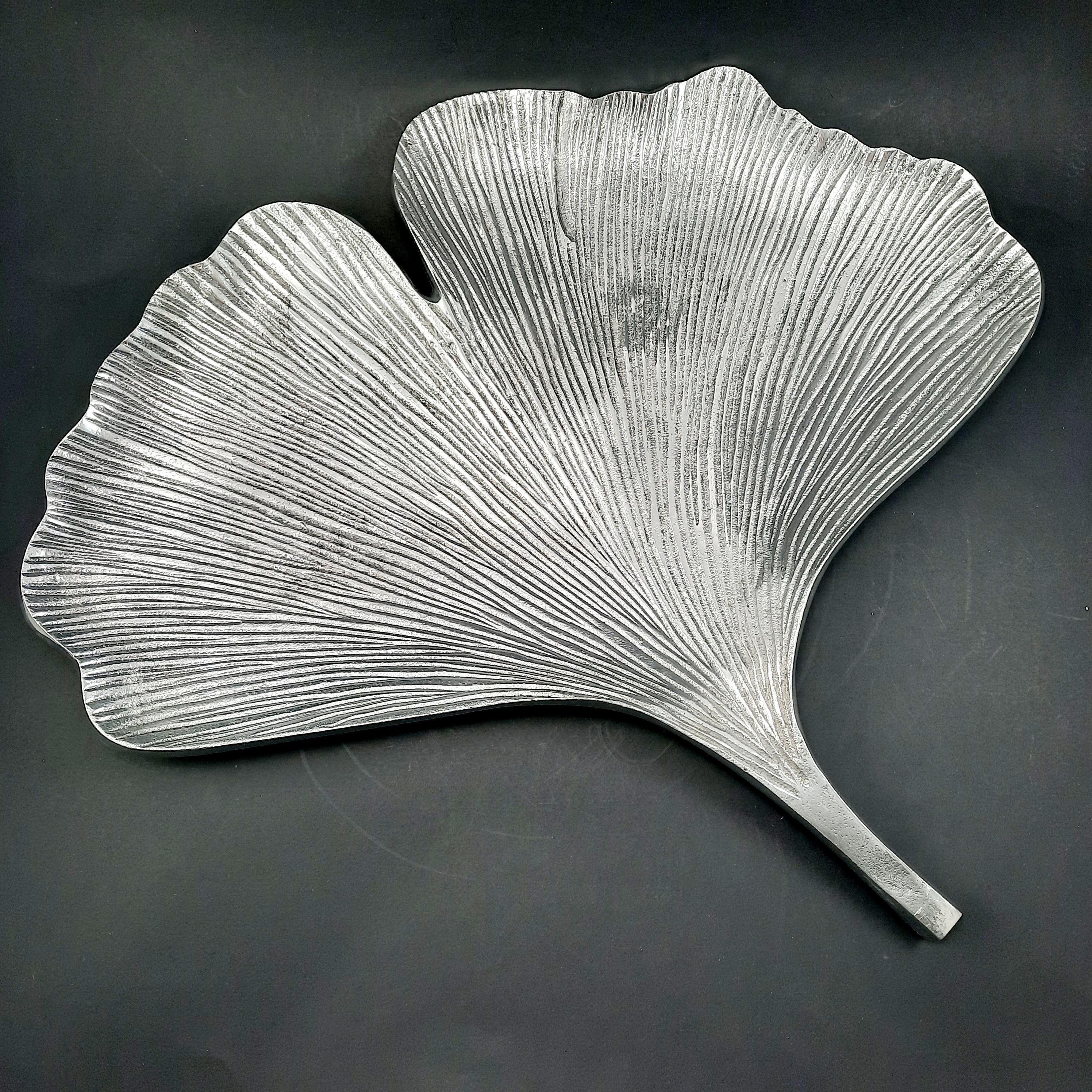 Aluminum Silver Metal Gingko Leaf Tray Dish Decor Only India