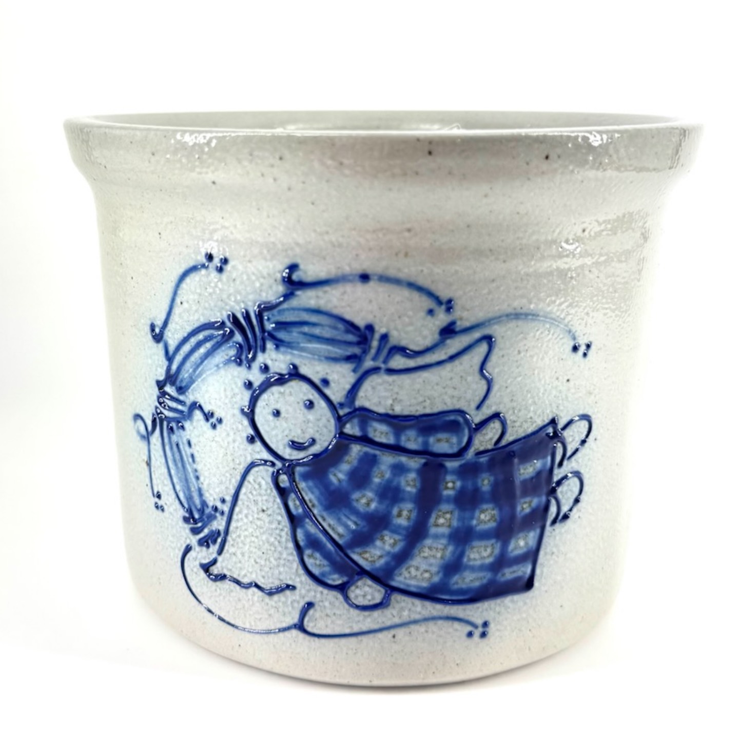 David Eldreth Salt Glaze Blue Angel Art Salt Glaze Pottery Crock