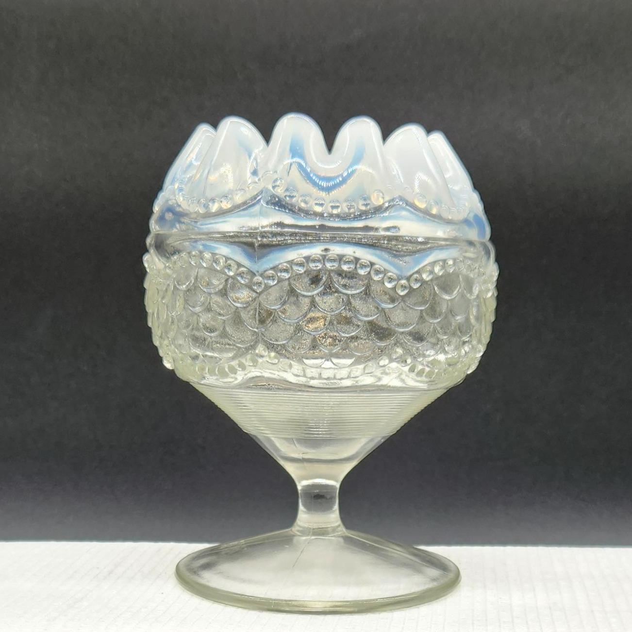 Jefferson Glass EAPG Pearls & Scales Opalescent Pedestal Rose Bowl