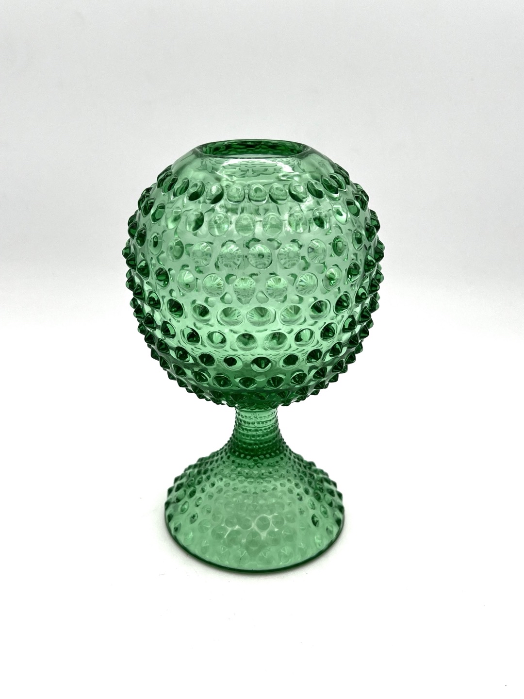 Green! Duncan Miller Glass Ivy Ball Vase Hobnail Green