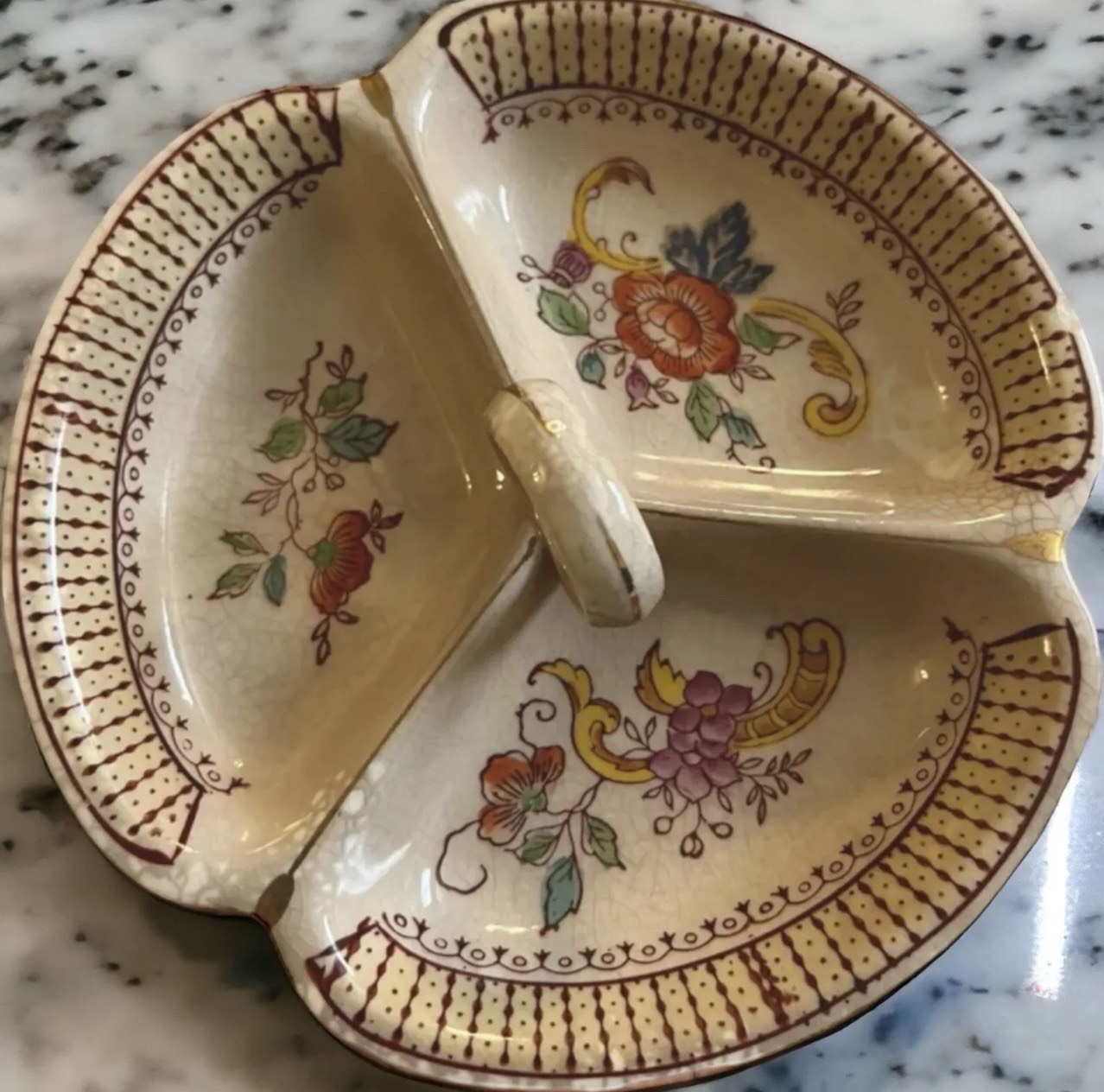 Vintage Three Compartment Dish with Handle Made In Japan Candy Nut ...