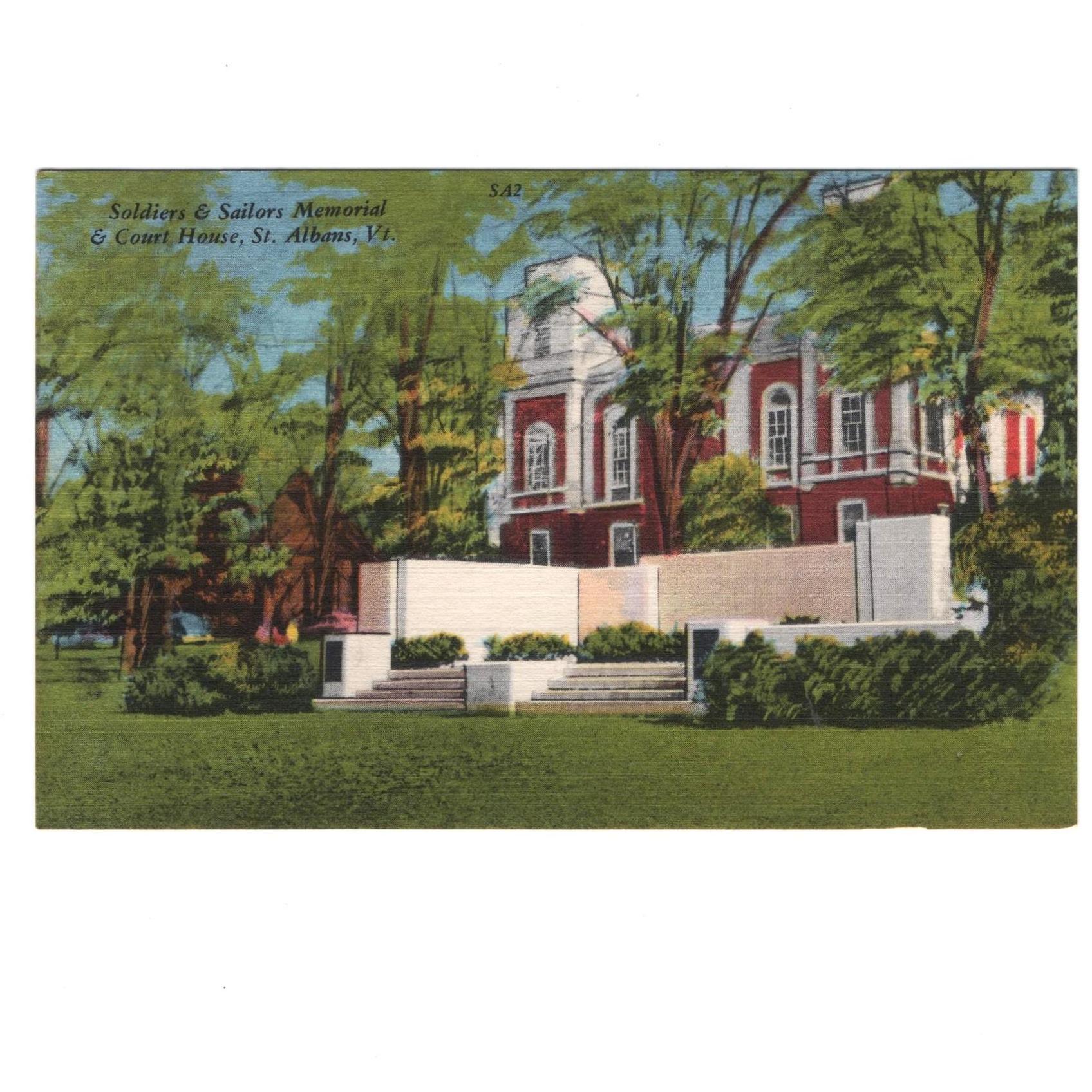 Unposted Postcard Soldiers And Sailors Memorial St Albans Vermont