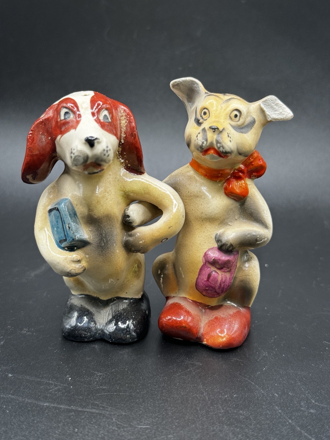 Pups On And Outing Dog Salt And Pepper Shakers Japan As Is