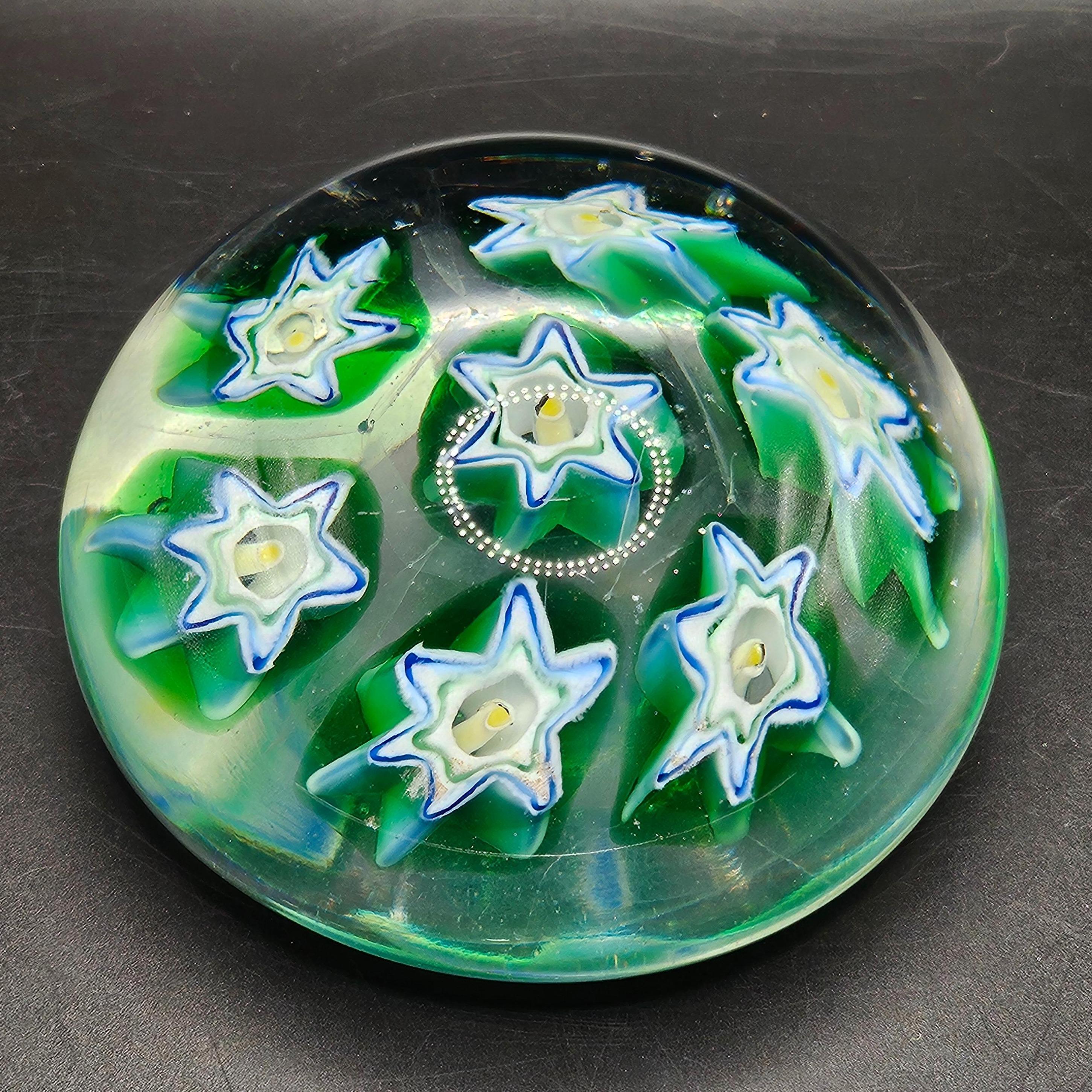 VTG Murano "Seven Canes" Art Glass Blown Glass Handmade Paperweight ...