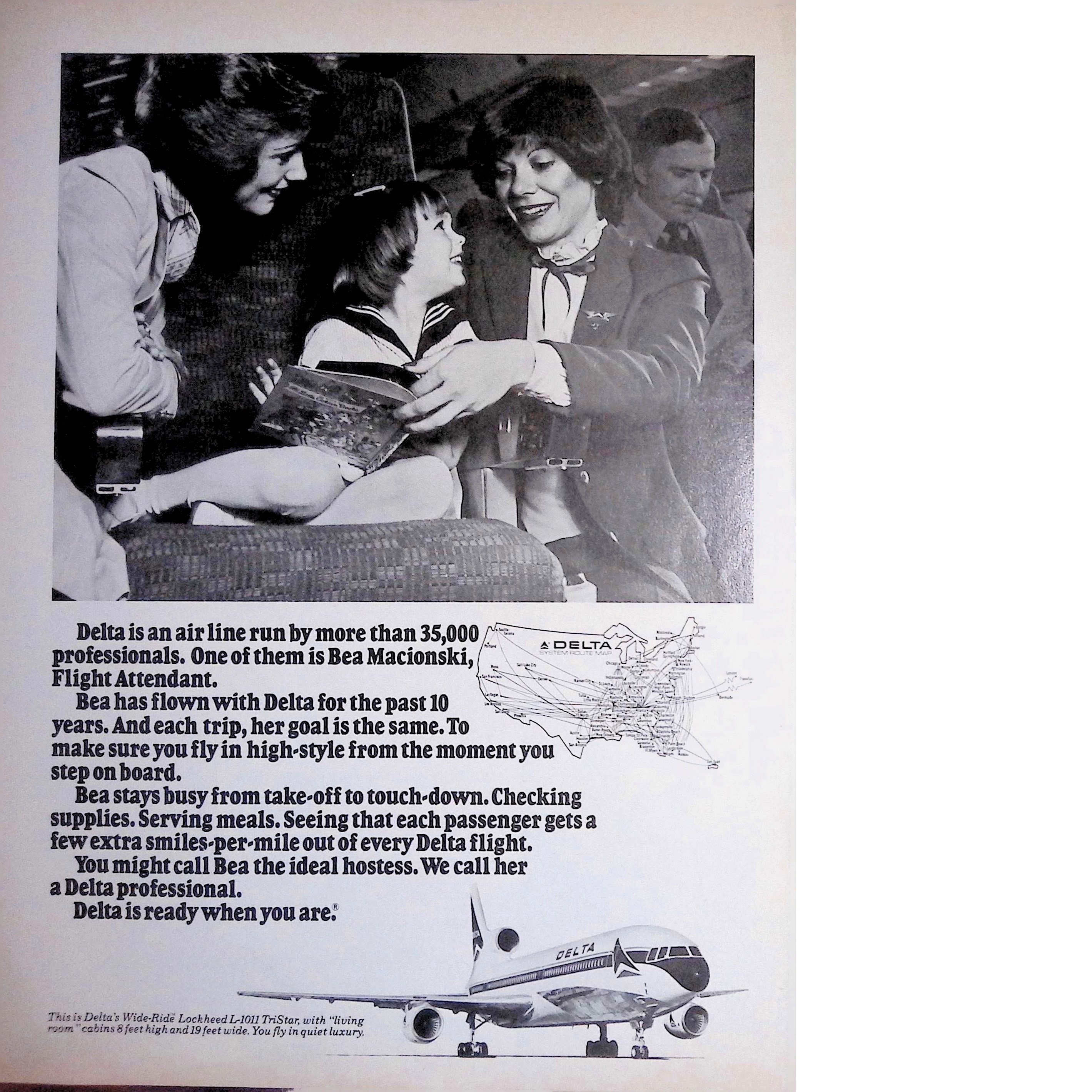 Delta Wide-Ride Lockheed L-1011 TriStar Vintage Print Advertisement ...