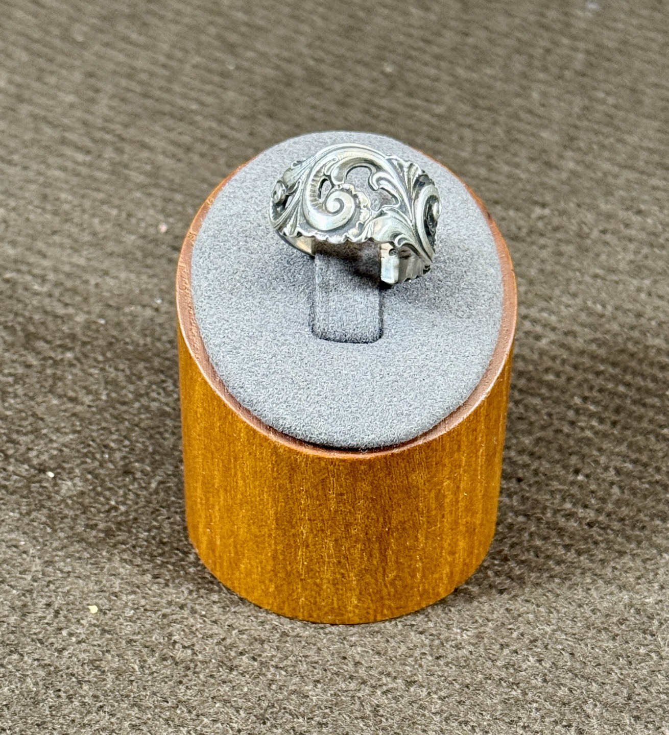 Handmade Scroll Work Spoon Ring 830 Silver Size 7