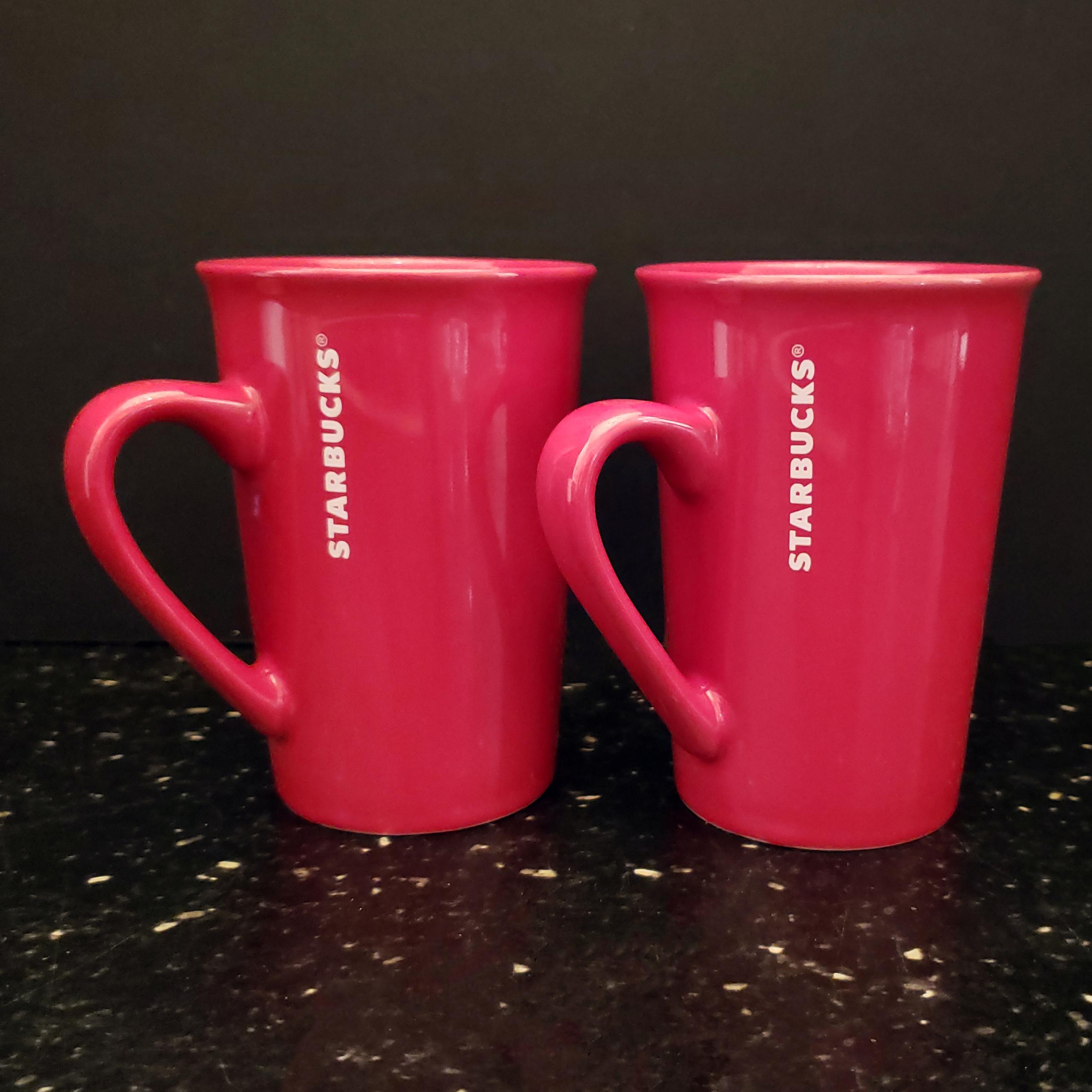 STARBUCKS Red Ceramic 11 oz Tall Mugs Christmas Valentines Discontinued ...