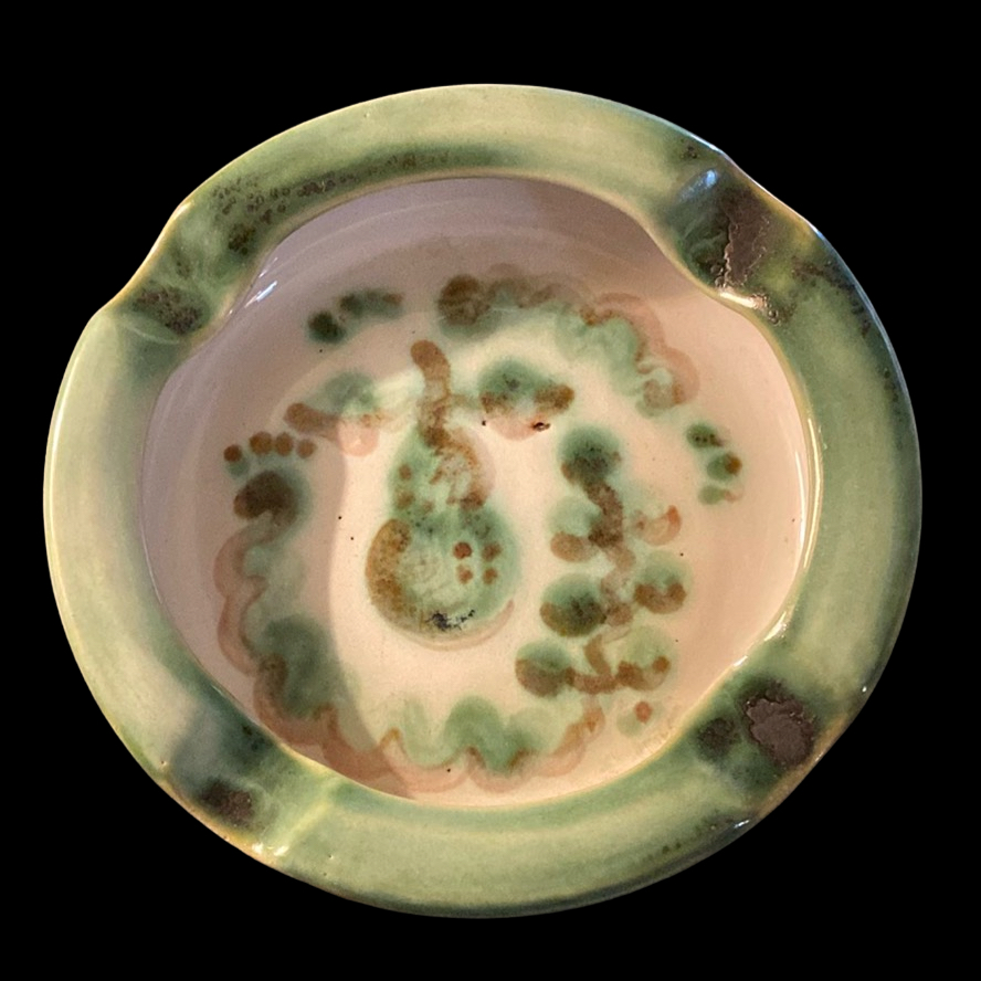 Vintage M.A. Hadley Pottery Handpainted Green Ashtray/Trinket Dish Pear ...