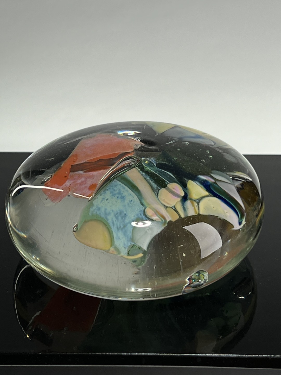 #06 - Flat Art Glass signed Paperweight