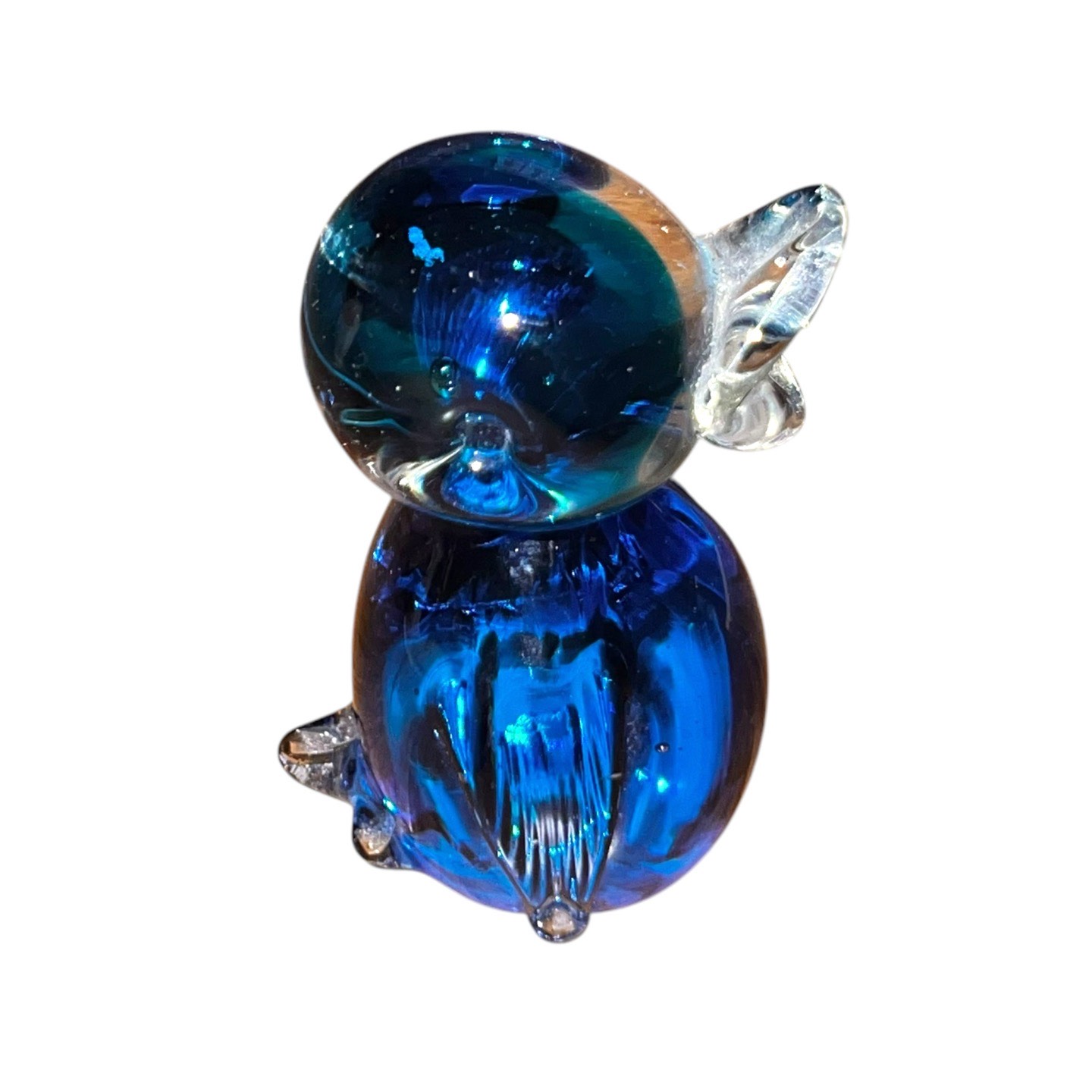 Blue Glass Duck Bird Figurine