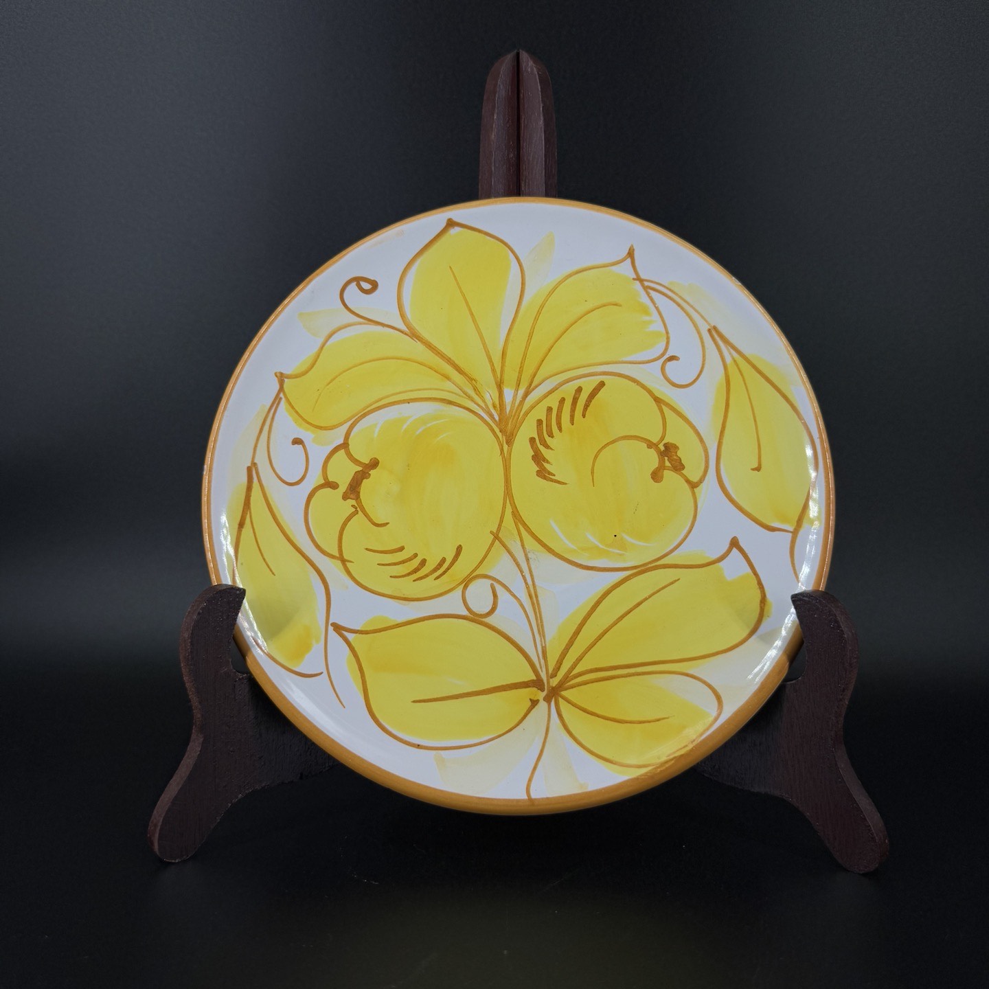 Yellow Italian Pottery Floral Plate