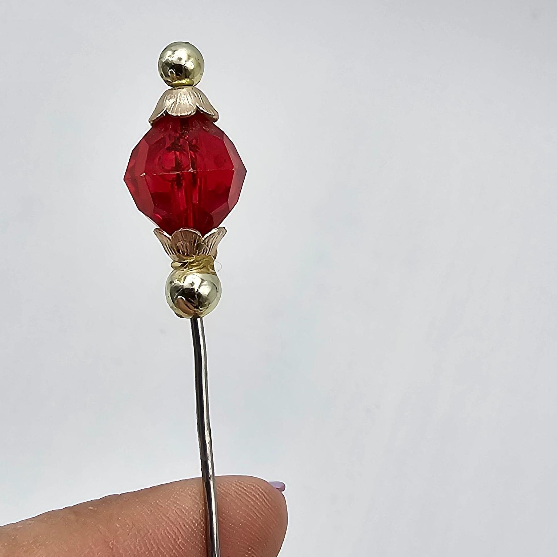 15. Vintage Hat Pin, Red