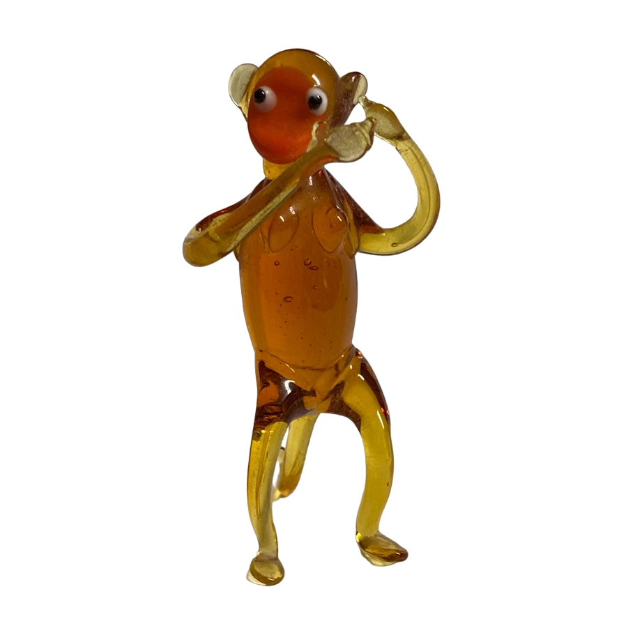 Miniature Amber Glass Monkey