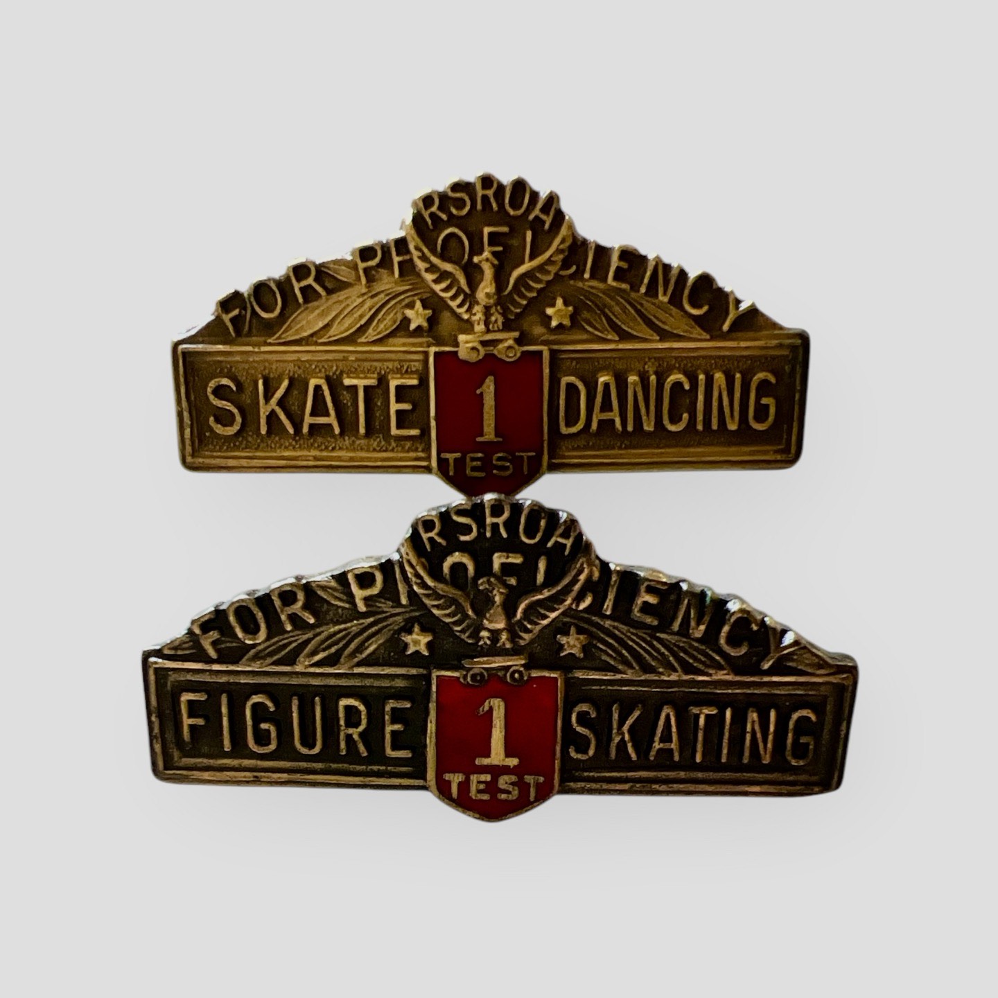 Vintage RSROA Roller Skating #1 Test Award Pins 1956 Skate Dancing (2) #G-8