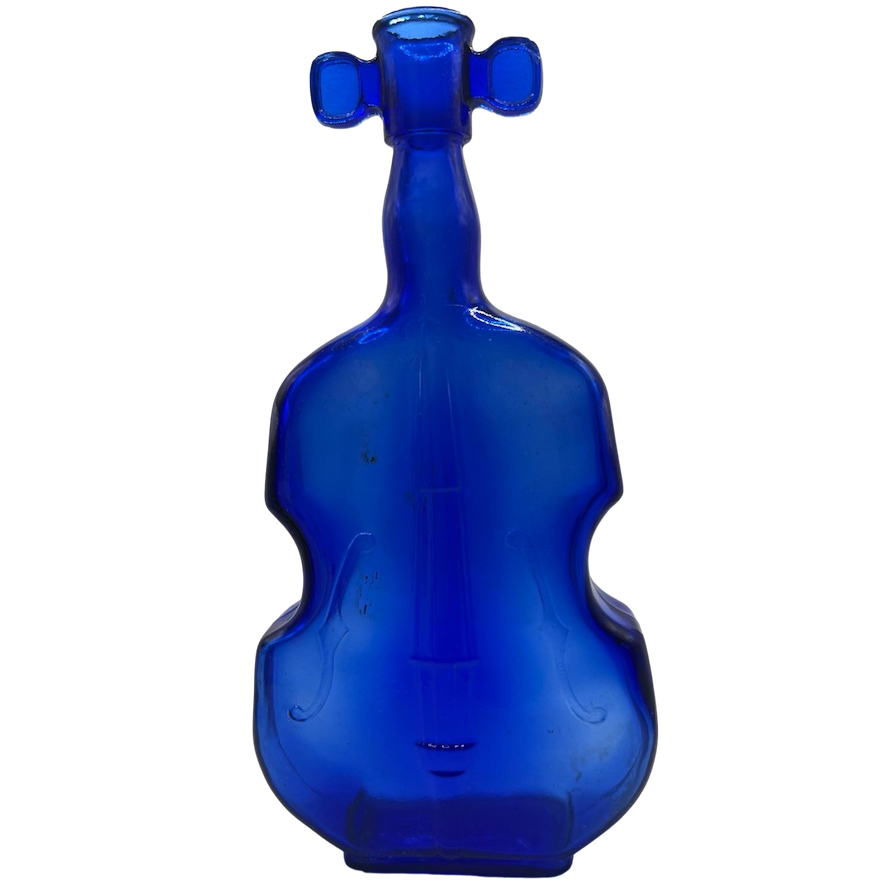 Vintage Cobalt Blue Glass Cello Bottle