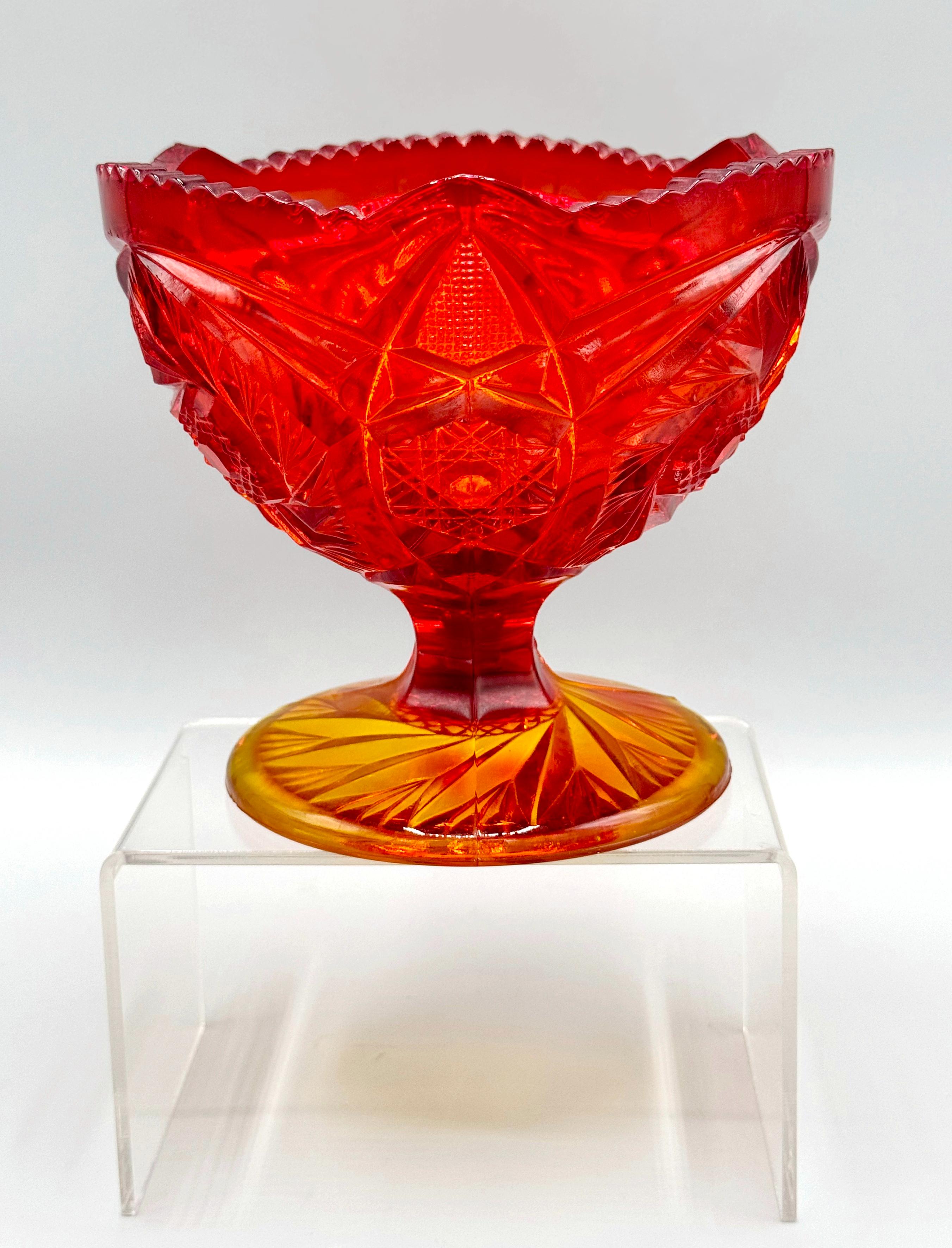 015 Viking Yesteryear Amberina Bowl Compote Cadmium Glow 5"