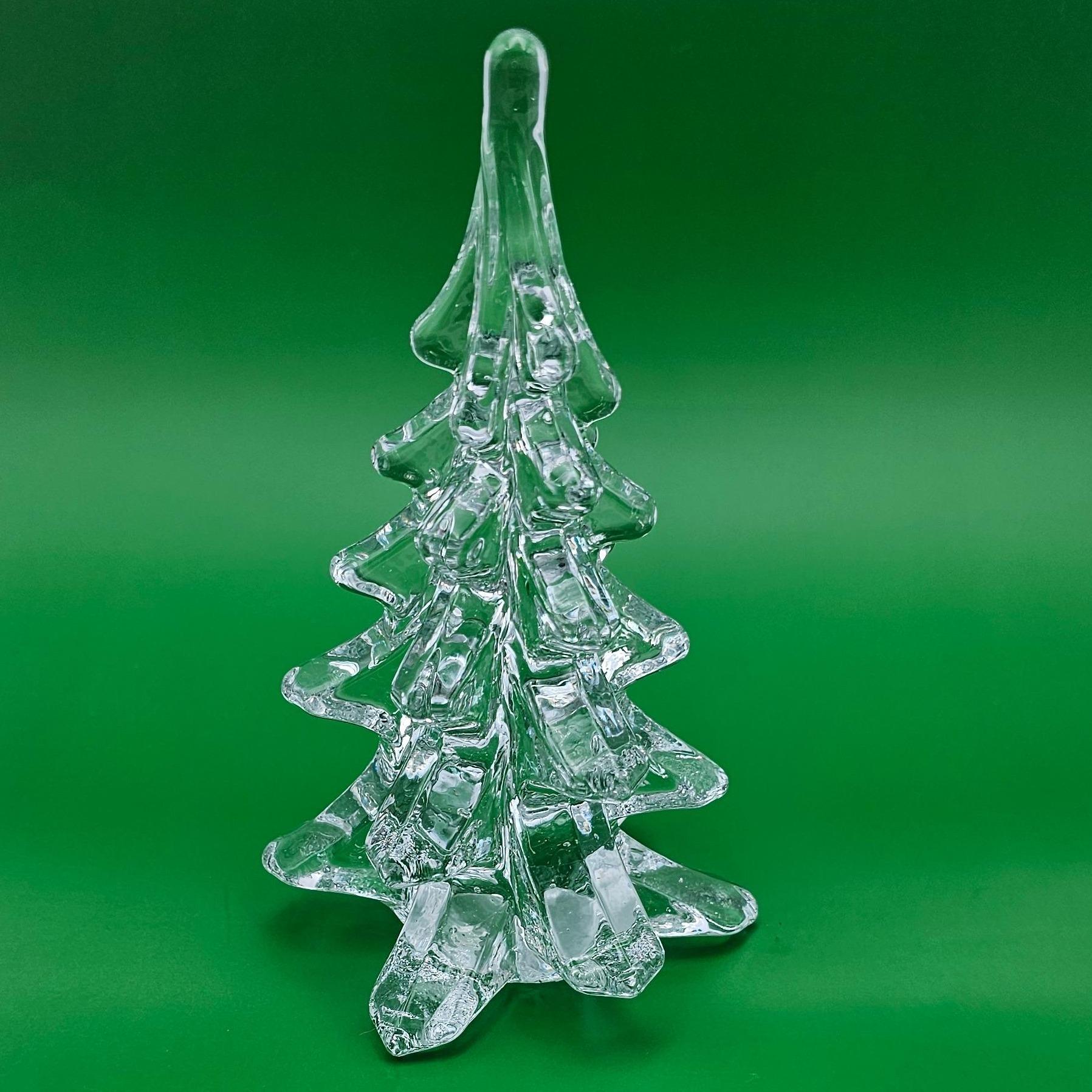 15. Christmas Vintage Solid Clear Heavy Art Glass Christmas Trees