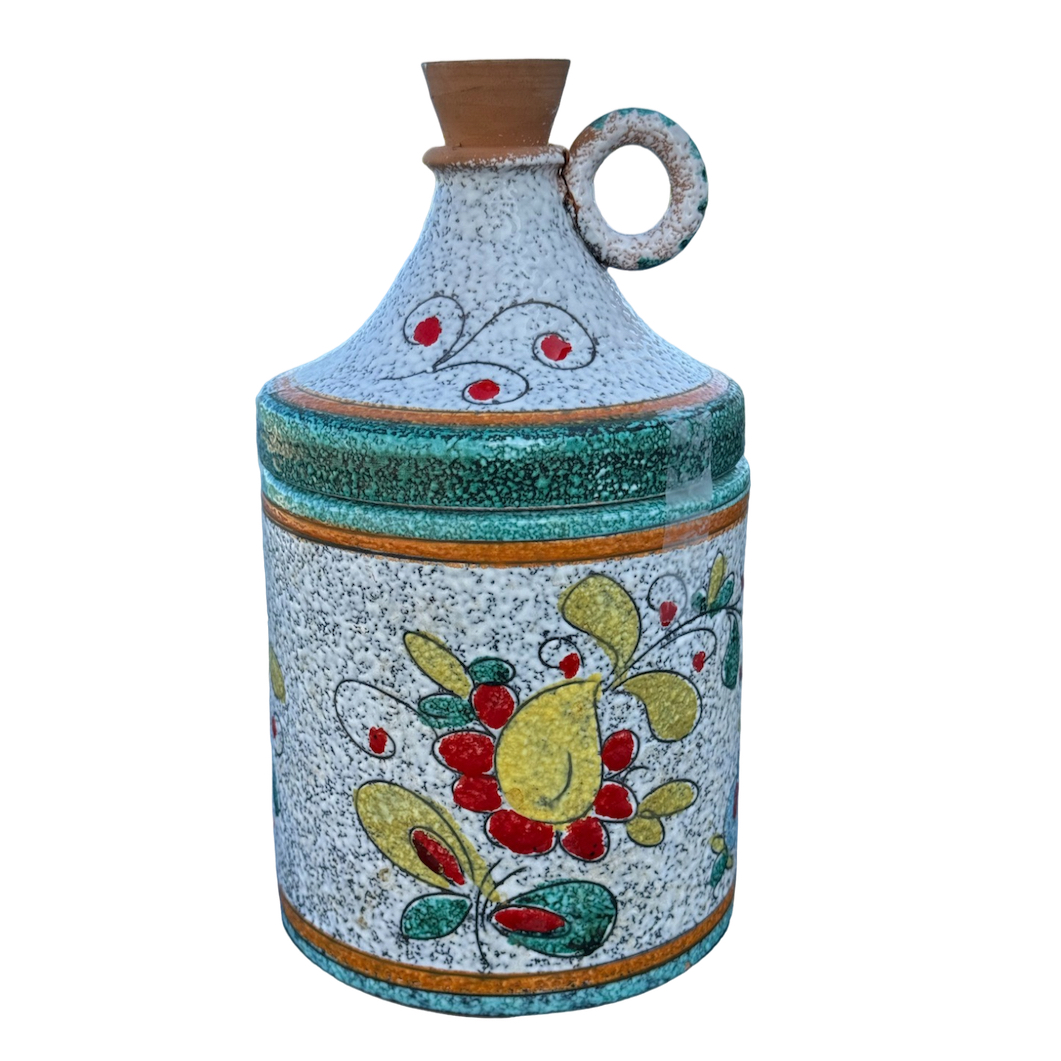 Beautiful Italian cookie jar, canister with fruit and flowers