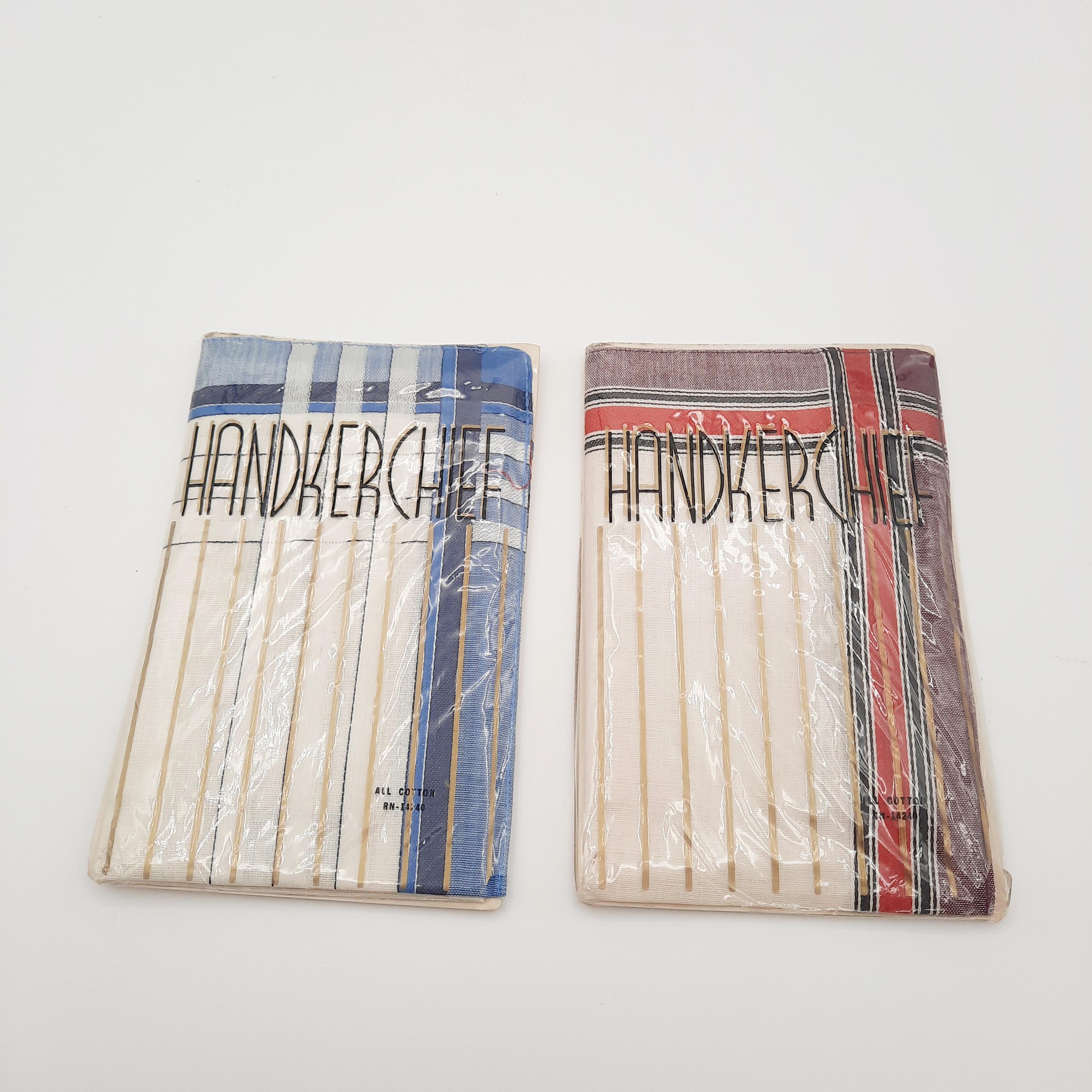 Vintage Mens Handkerchiefs Set Of 2 NOS