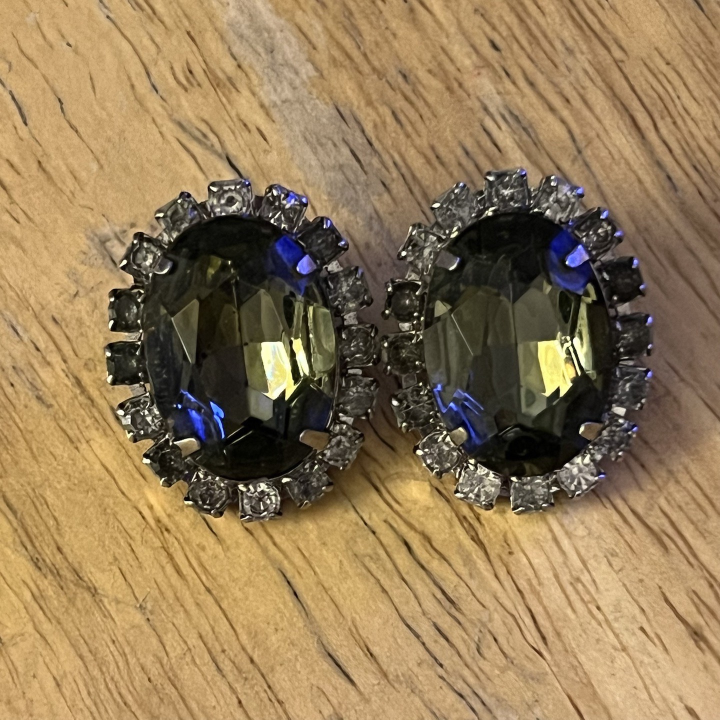 Vtg Quartz Rhinestone Clips
